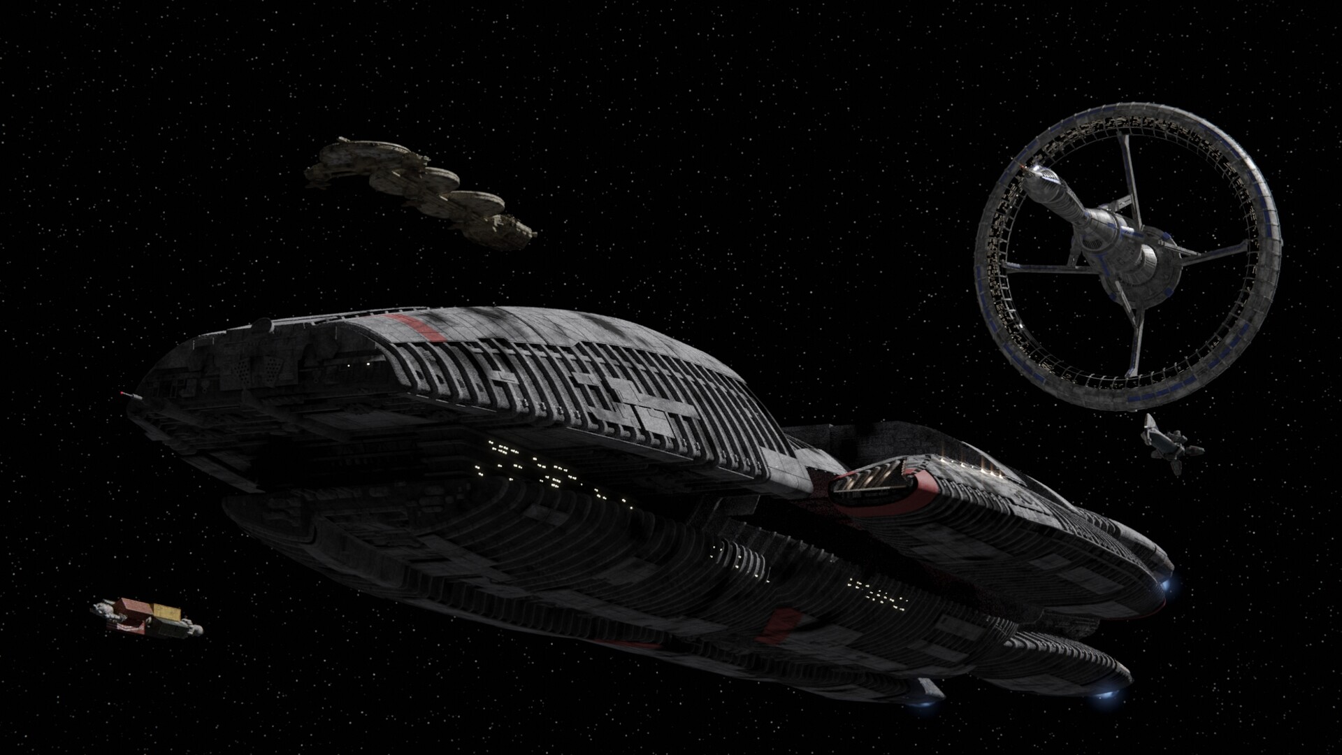 Galactica And A Few Friends by Wayne Forsyth : r/ImaginaryStarships