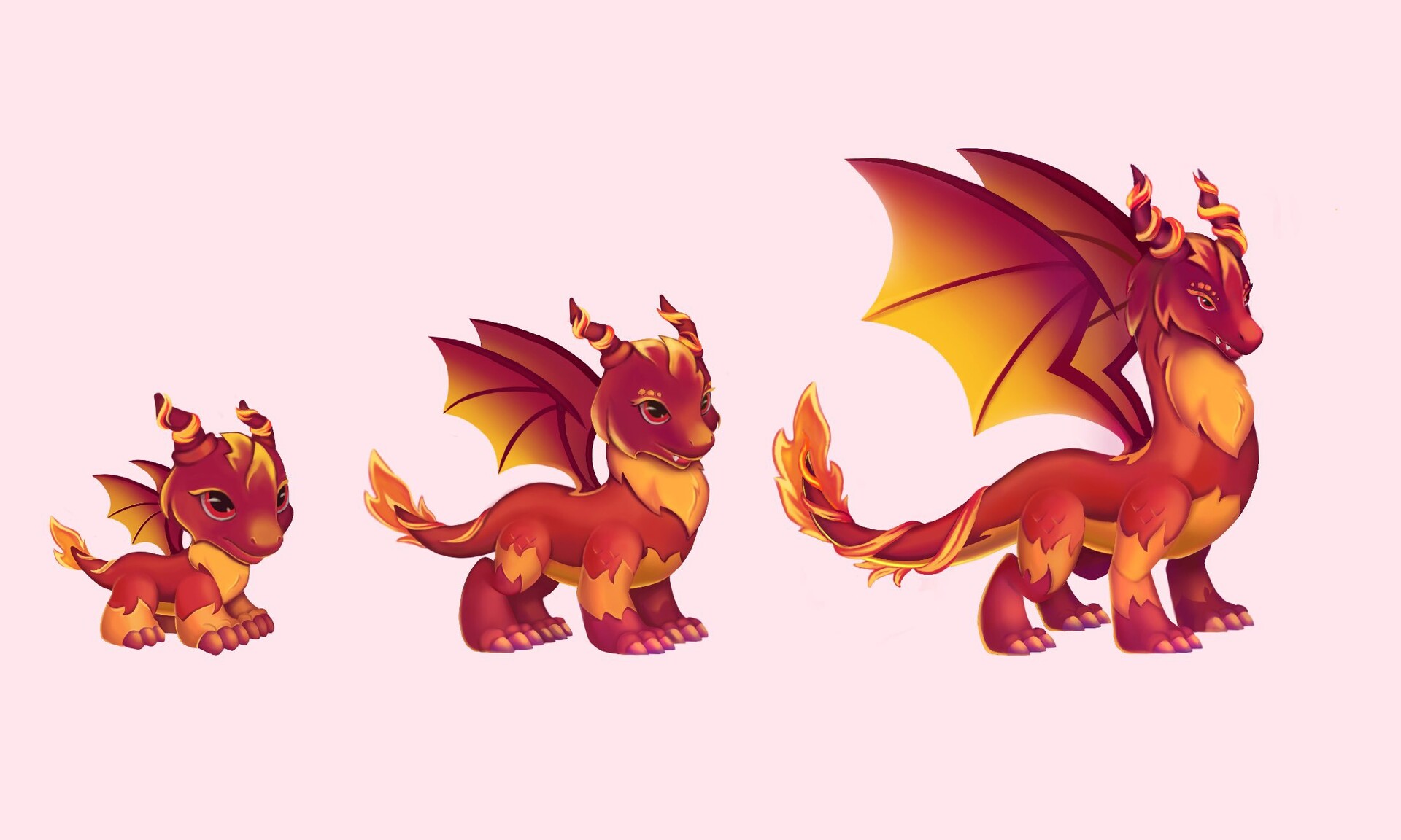 ArtStation - stages of growing up a fire dragon