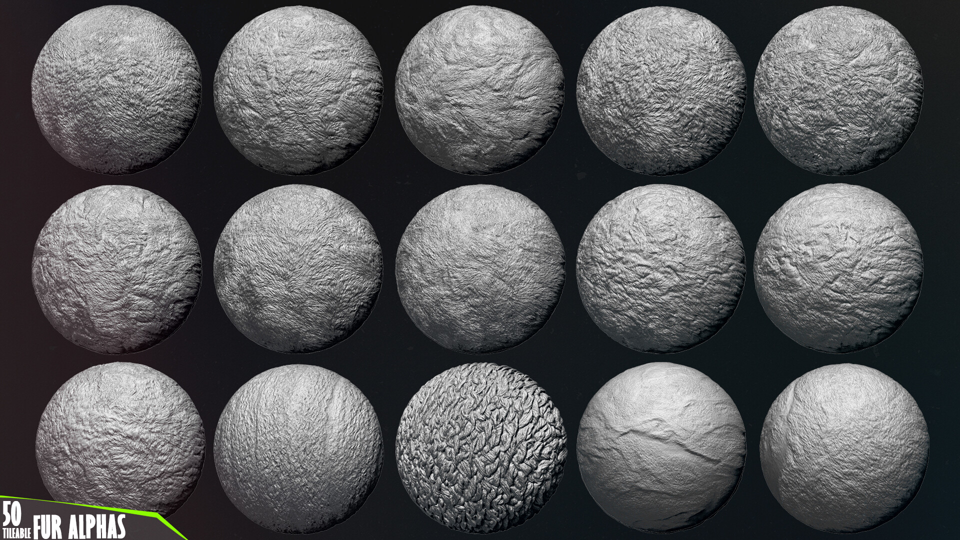 VK Gamedev Digital Products - 50 Fur and Hair Alphas (Tileable ...