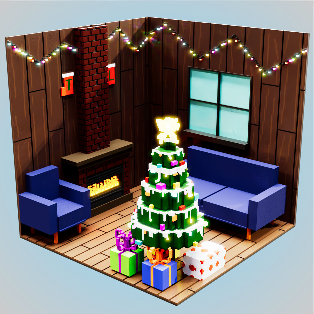 ArtStation - Christmas room scene