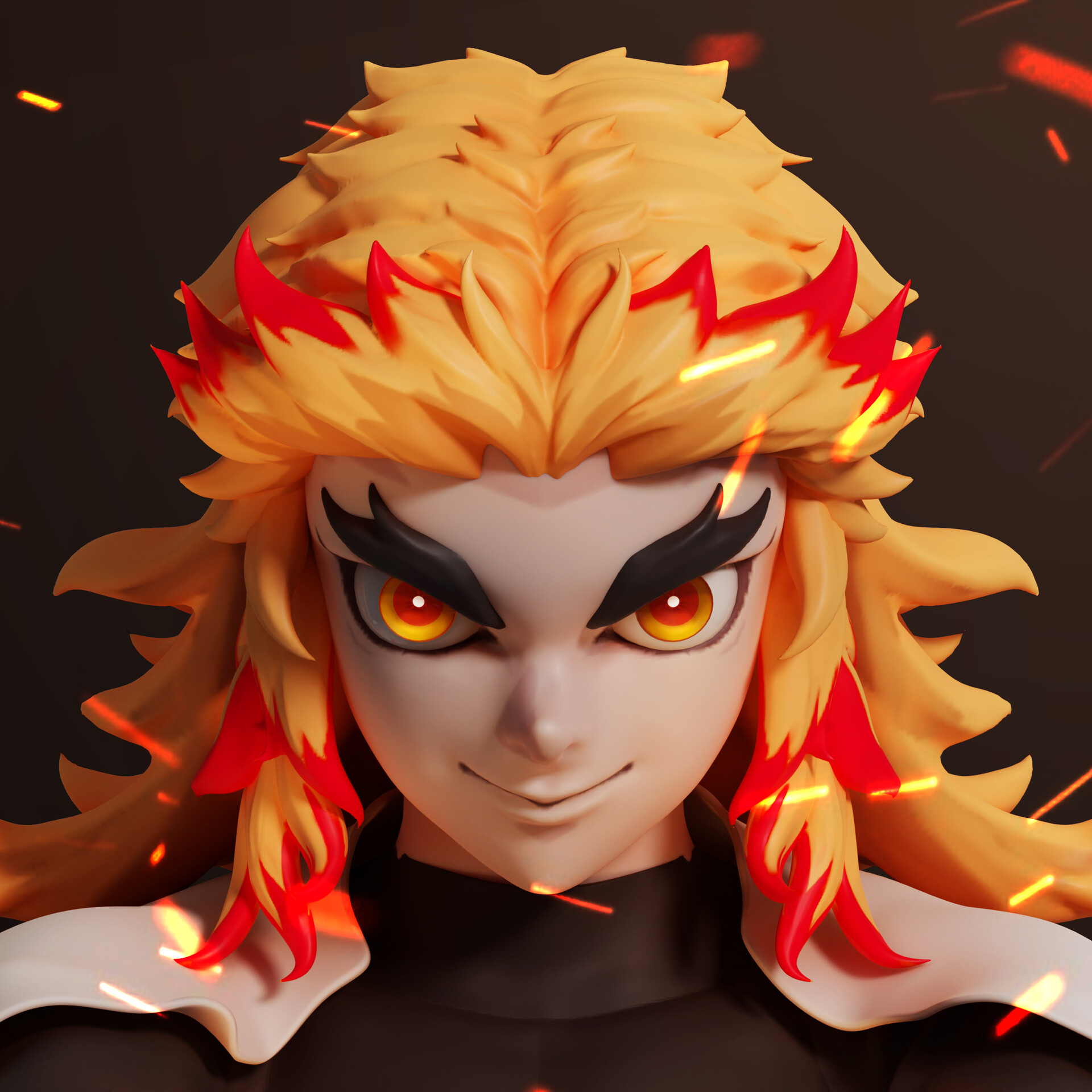 ArtStation - WIP- Kyojuro Rengoku from DemonSlayer