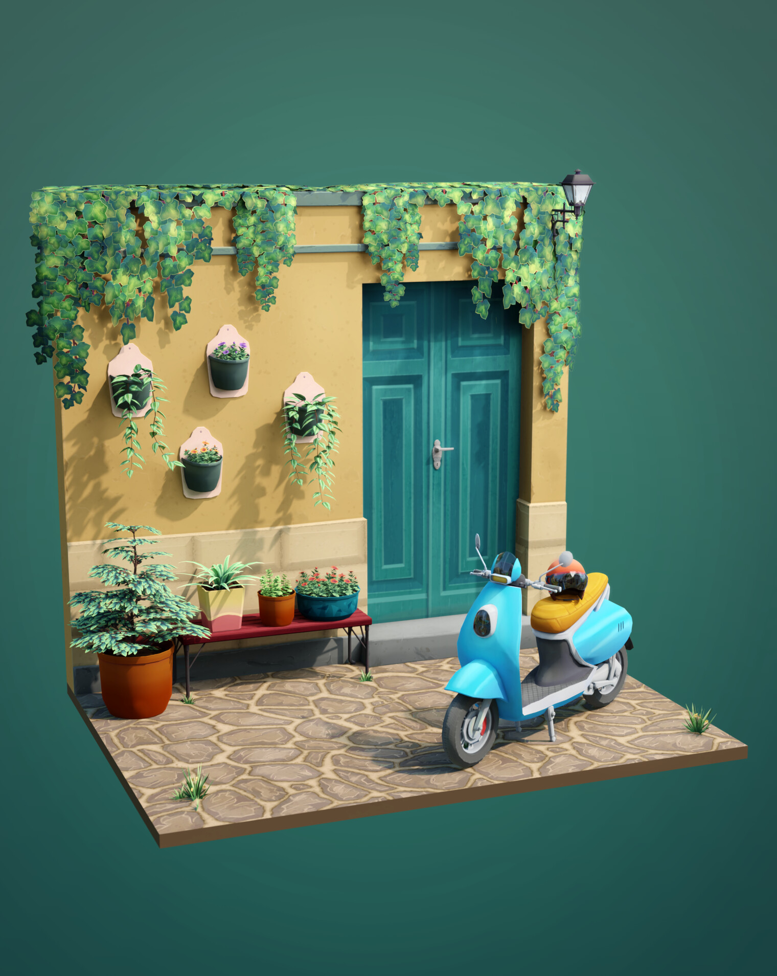 ArtStation - Moped on road