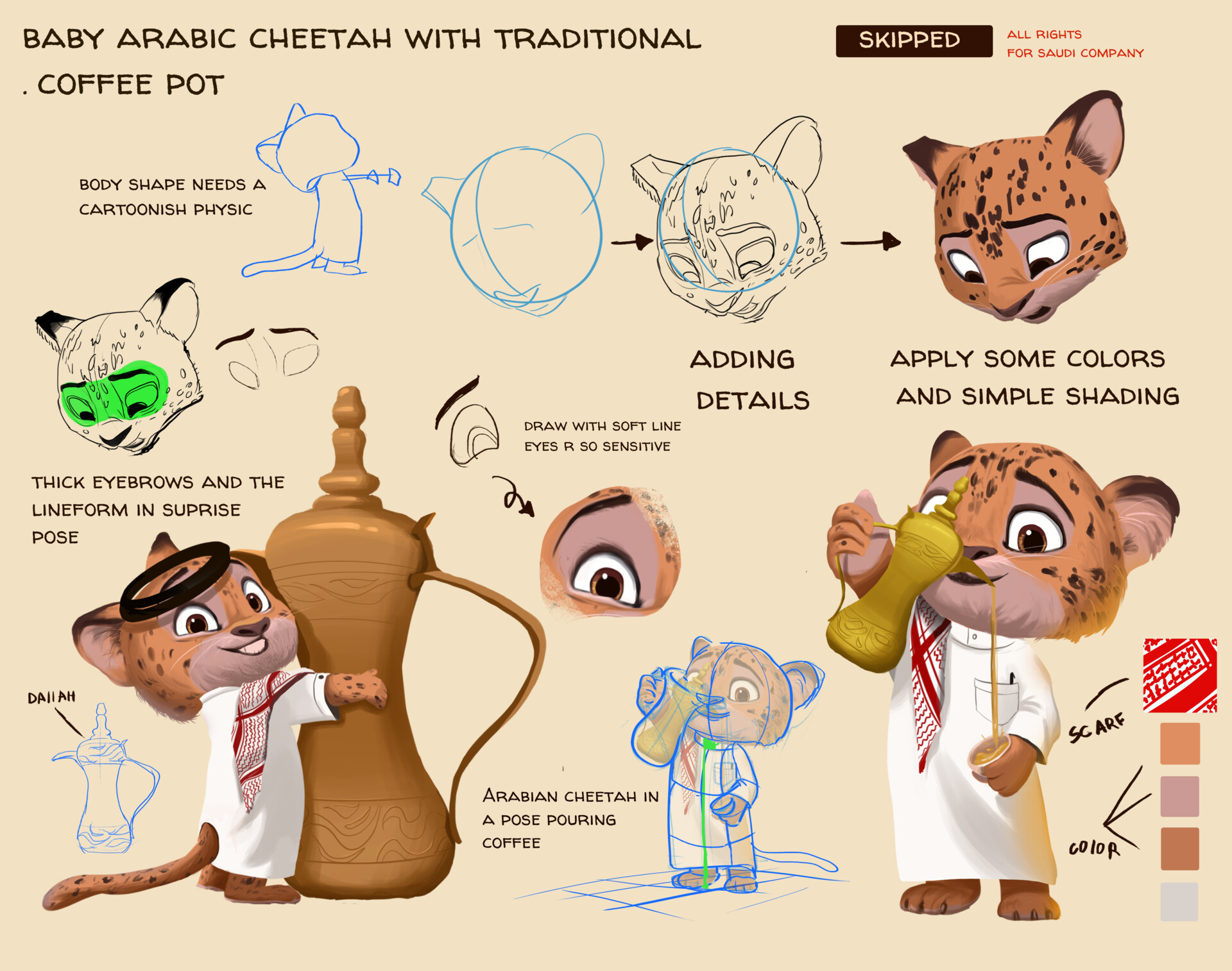 ArtStation - concept arabic character cheetah study for client