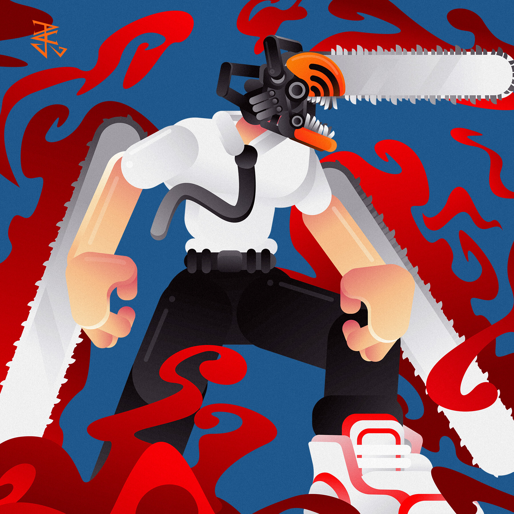 ArtStation - Chainsaw Man ( Flat Design Artstyle )