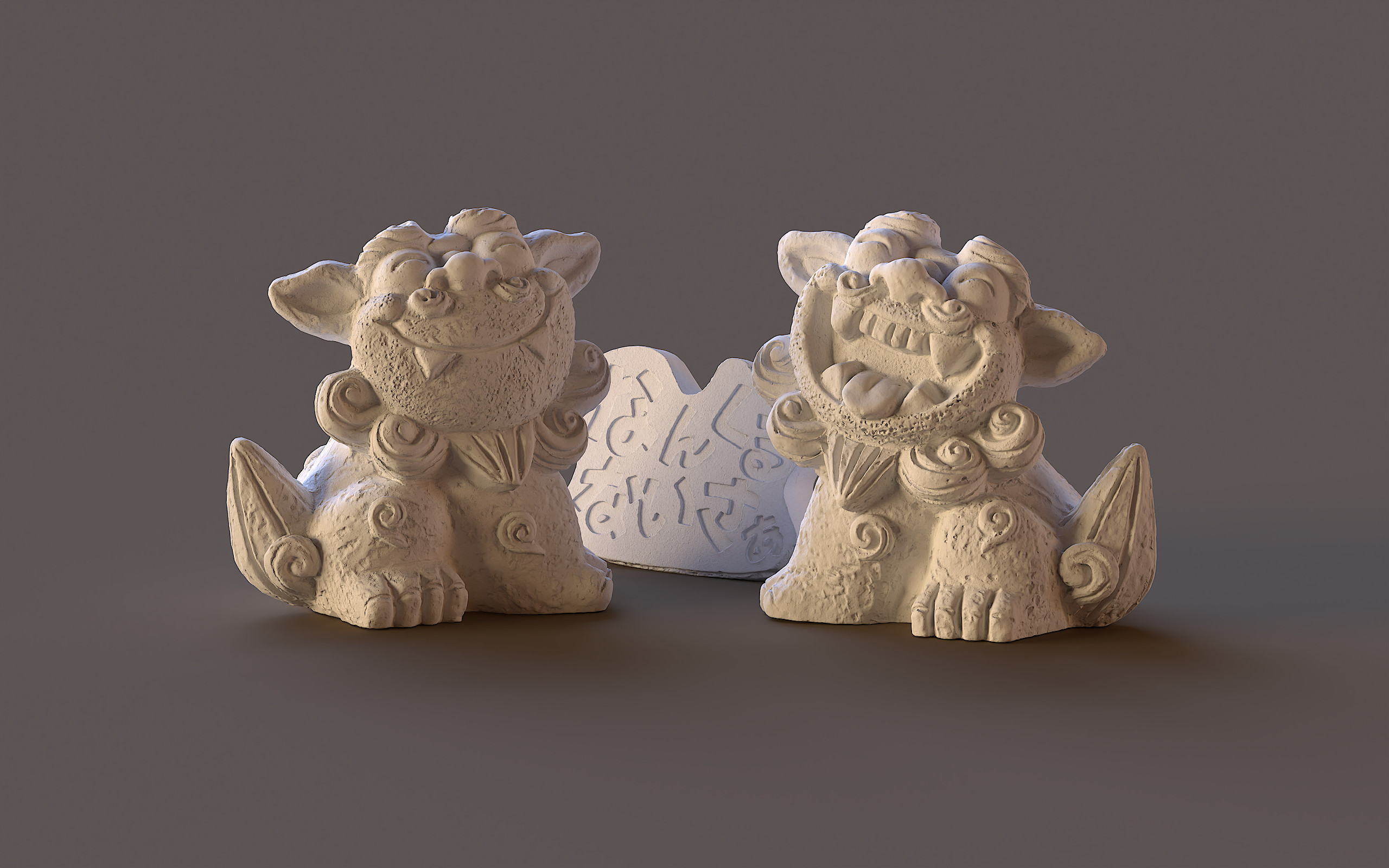 Vlad Erium - Two small Okinawan Shisa. Photogrammetry 3D scan.