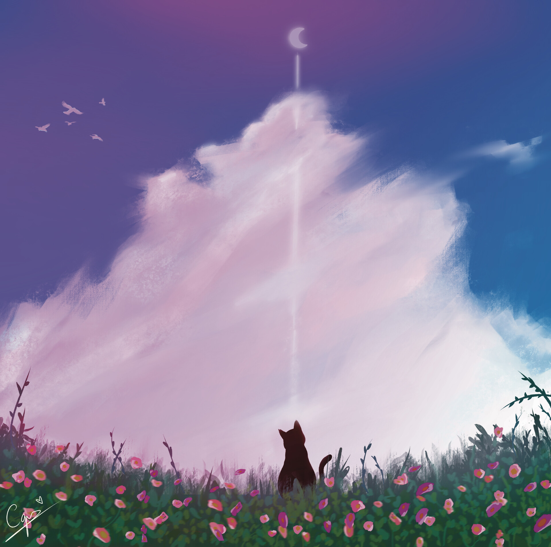 ArtStation - Moon CAT in a field