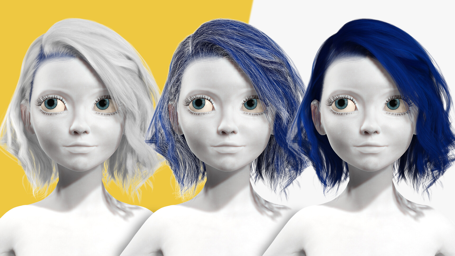 NextUpgrade3d - Bleu Haircut Female Woman Girl Realistic cartoon hair ...