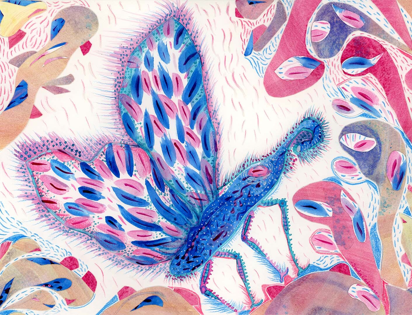 ArtStation - Insect between abstract flowers