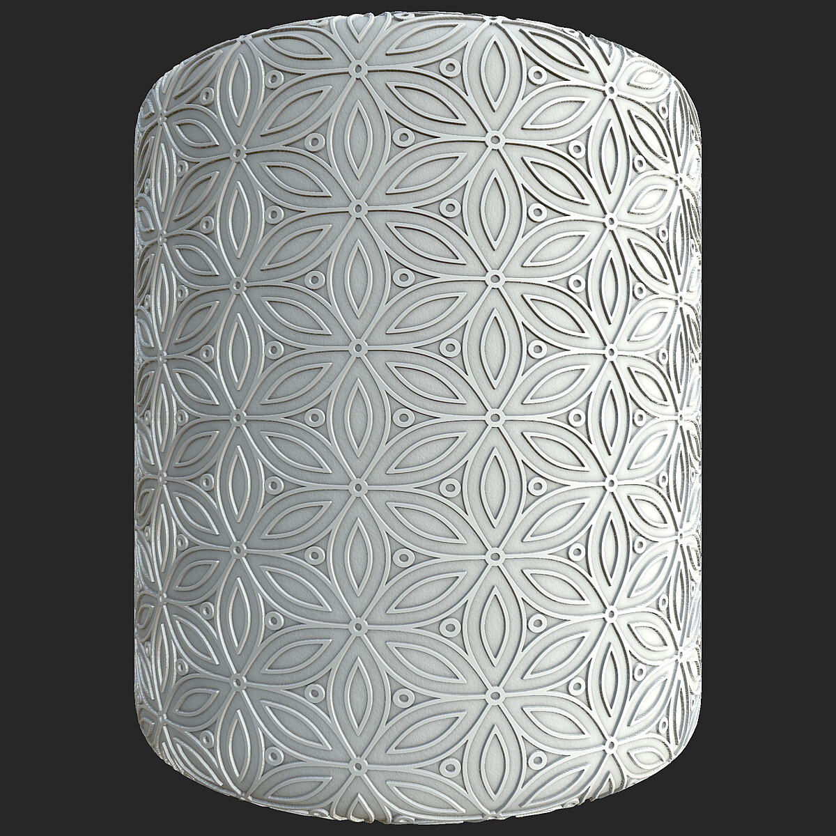 TextureCan - Embossed White Flower Shaped Wall Tiles (FREE PBR Texture)