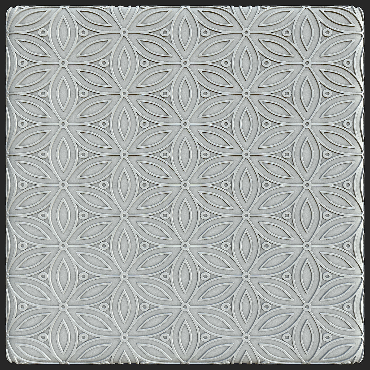 TextureCan - Embossed White Flower Shaped Wall Tiles (FREE PBR Texture)