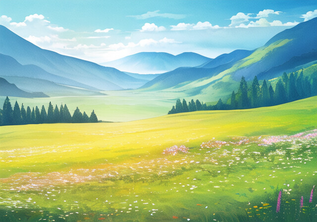 ArtStation - Daytime meadow background