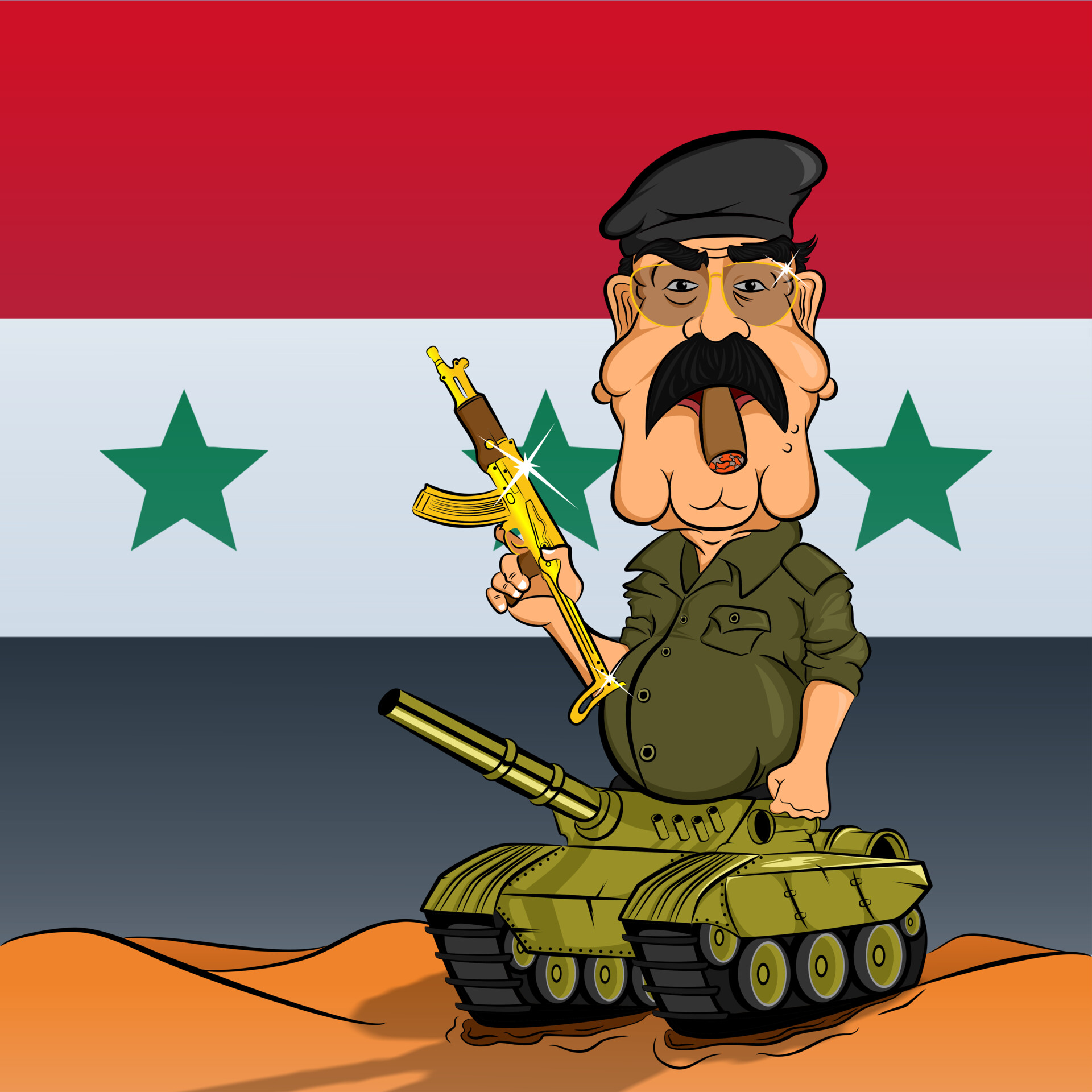 ArtStation - saddam hussein caricature