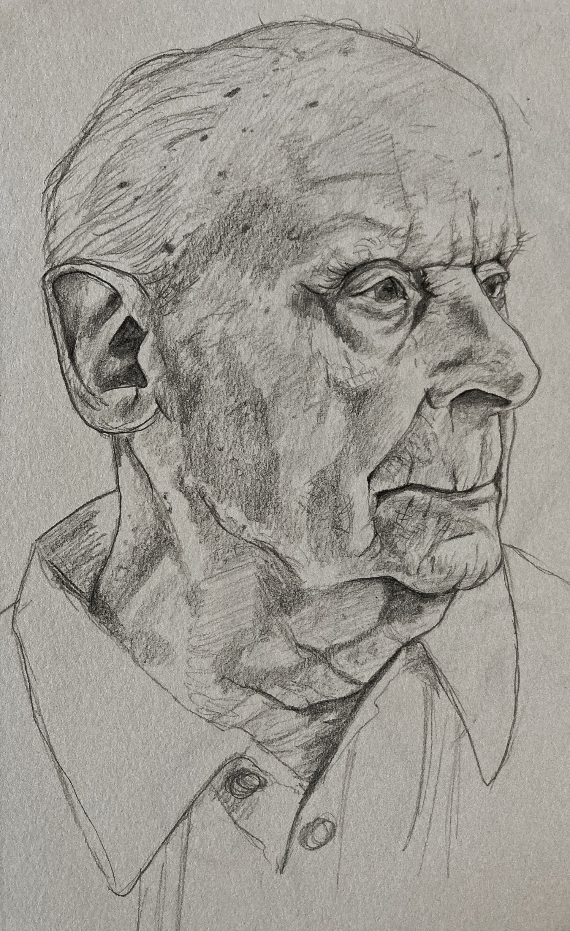 how to draw an old man profile