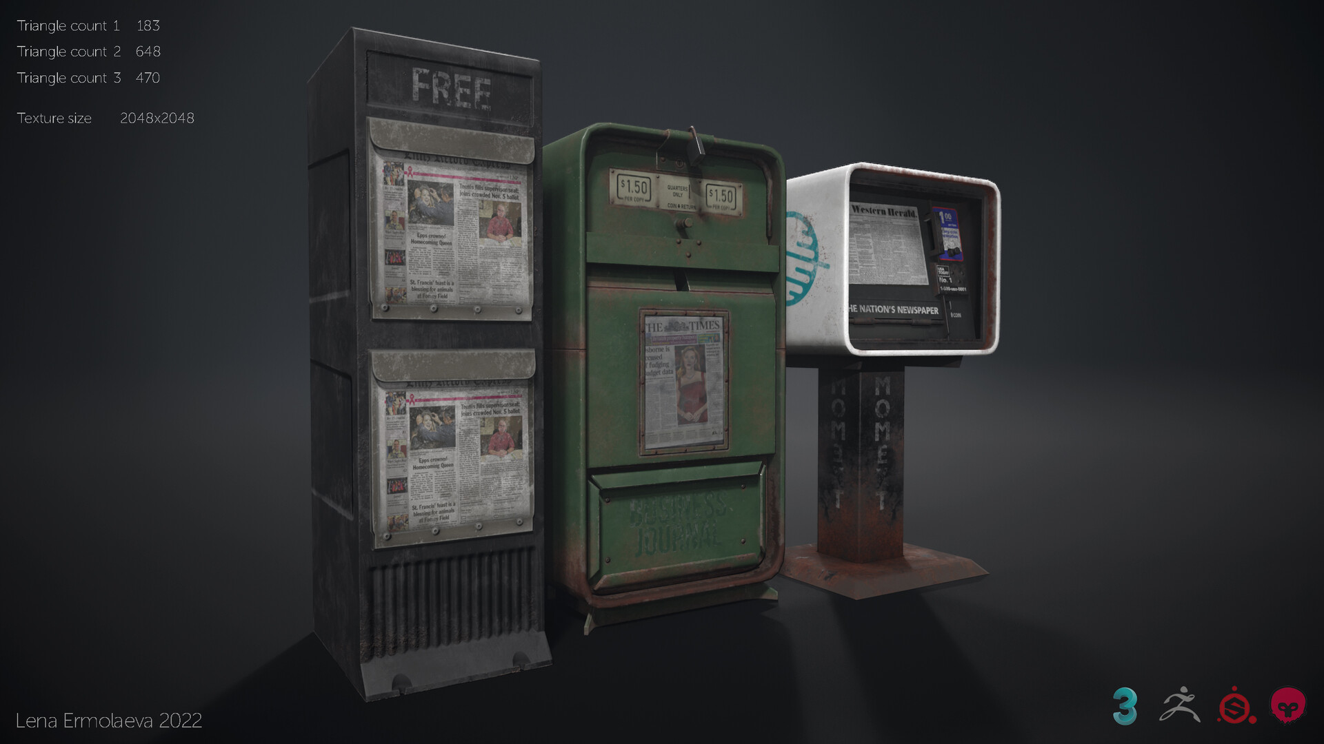 ArtStation - Newspaper boxes, lowpoly, PBR