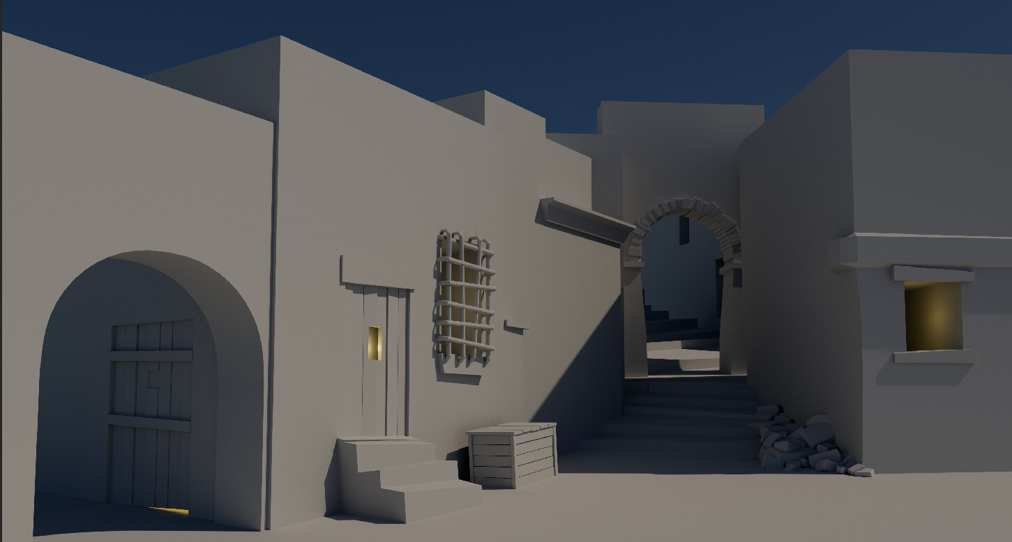 ArtStation - Spanish Town Concept Render Untextured