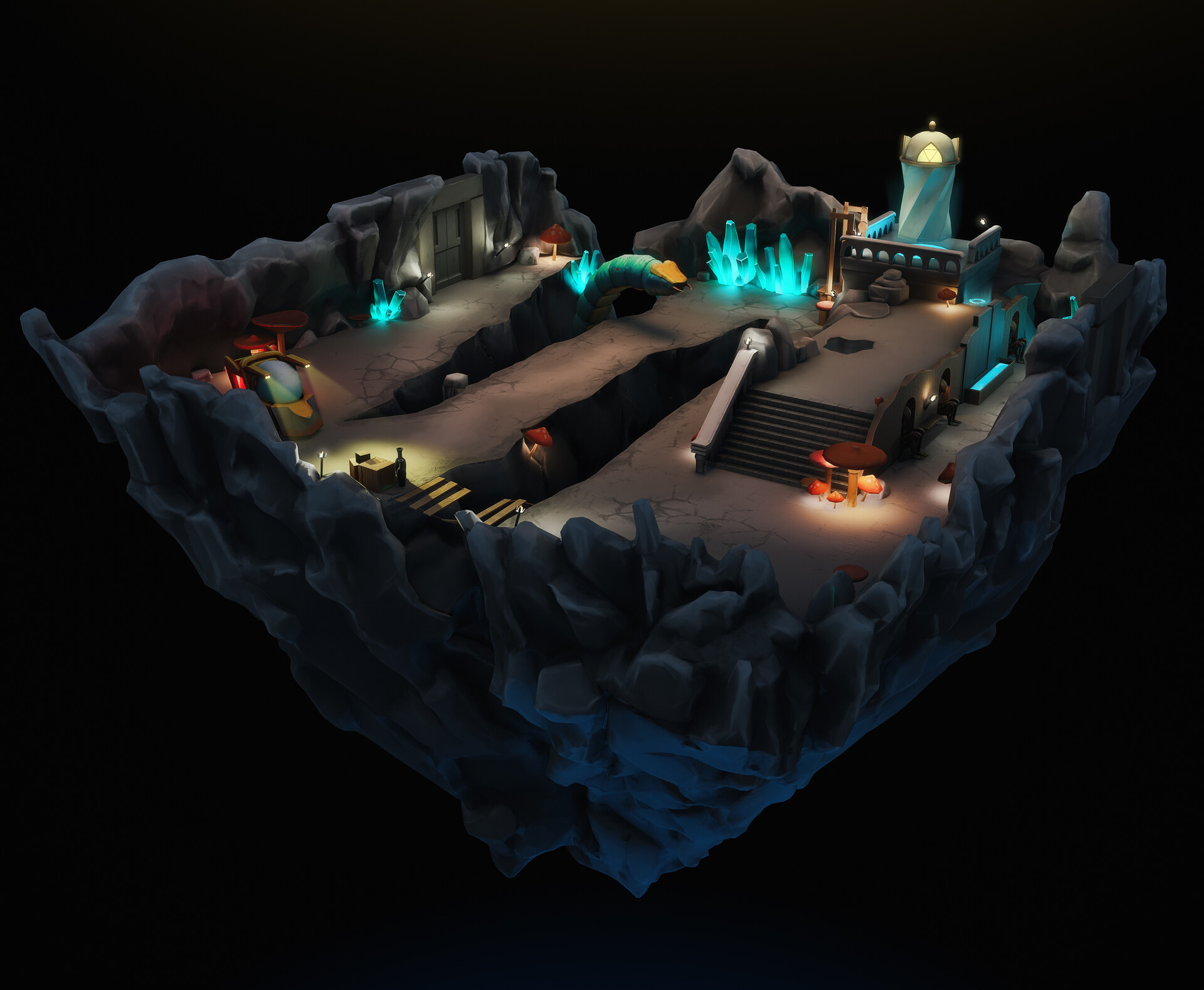ArtStation - Floating cave - Game level
