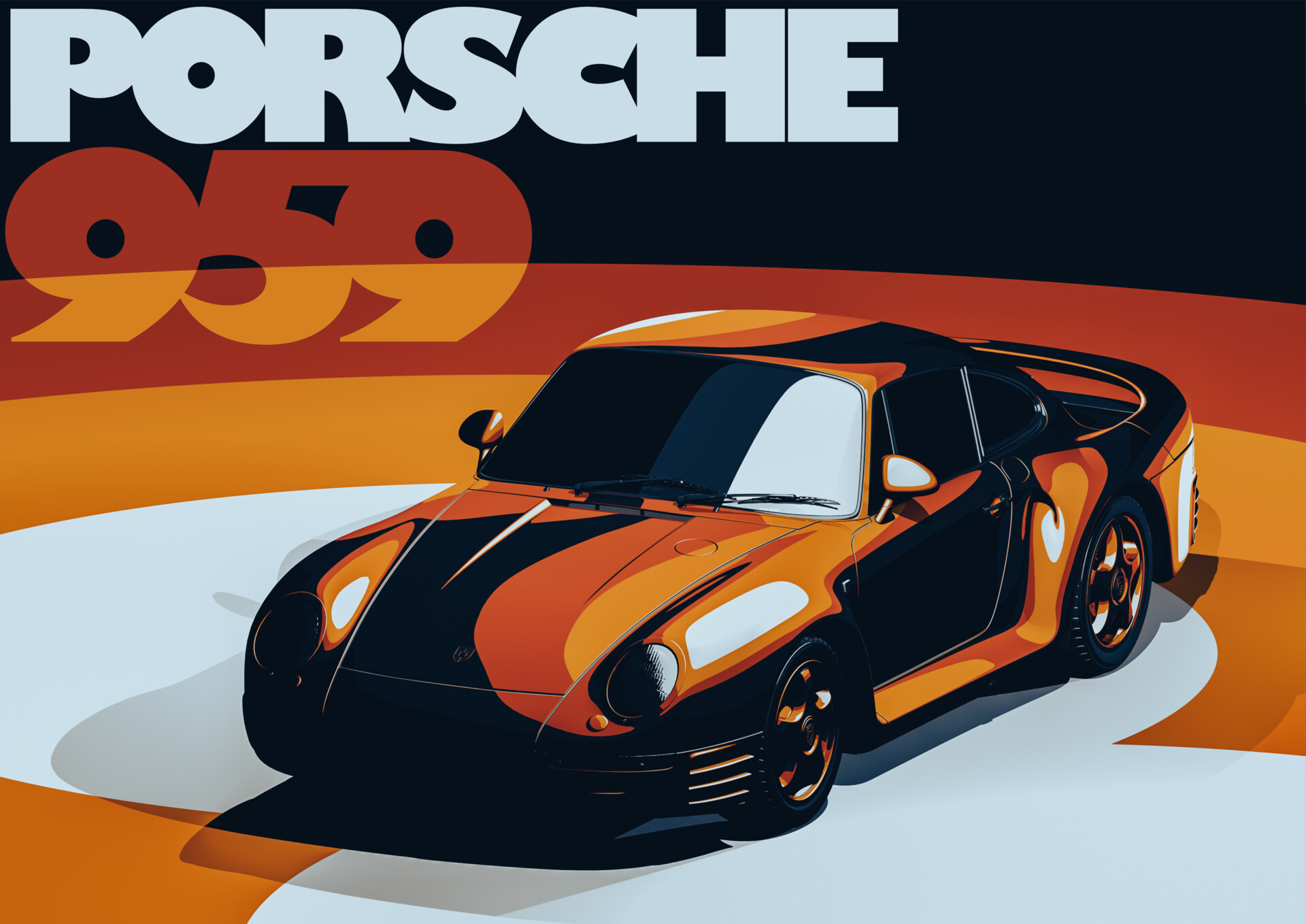 ArtStation - Porsche 959 vintage poster