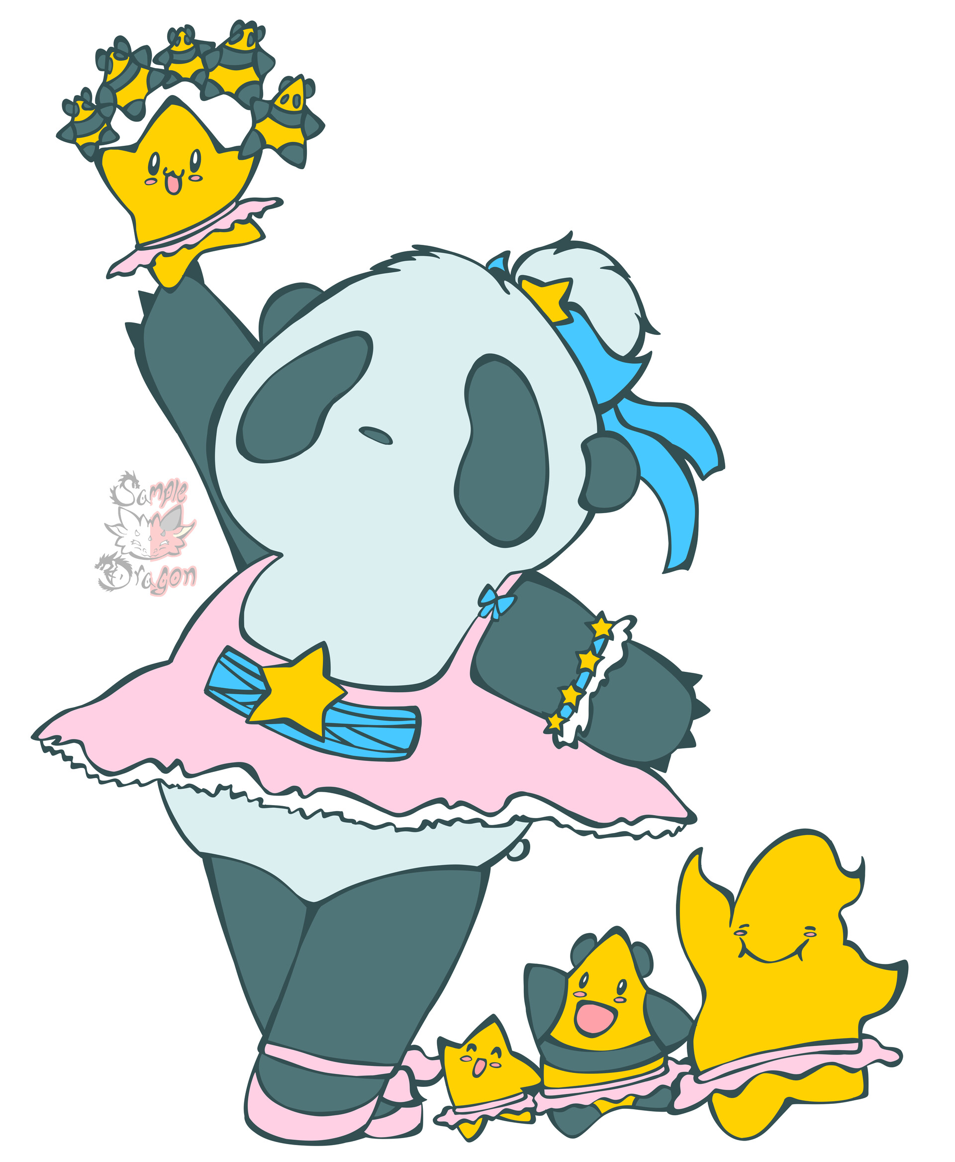 ArtStation - Ballet Panda Stars Coloring Page Free2Use