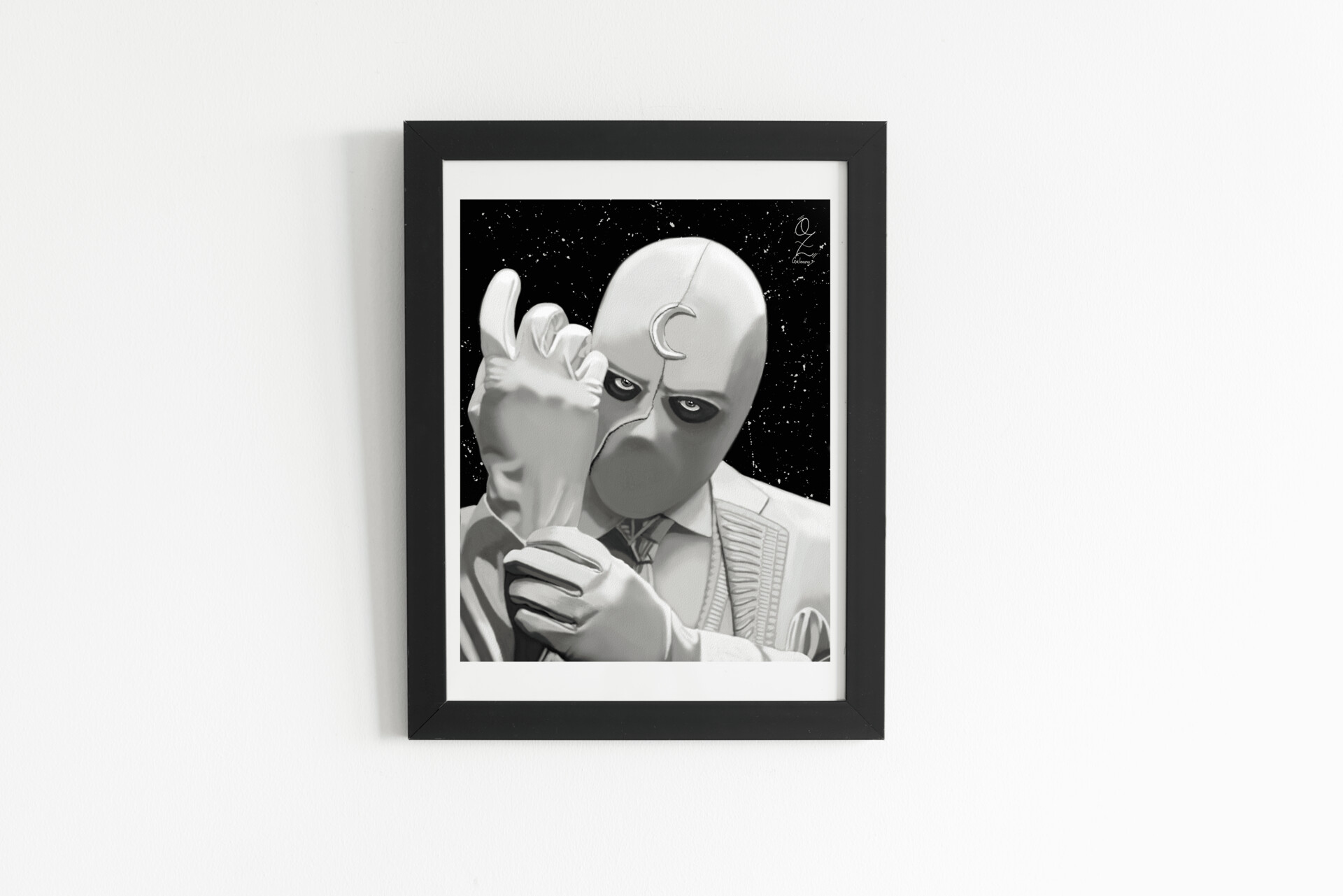 ArtStation - Moon Knight Framed Portrait drawing by Oz Galeano