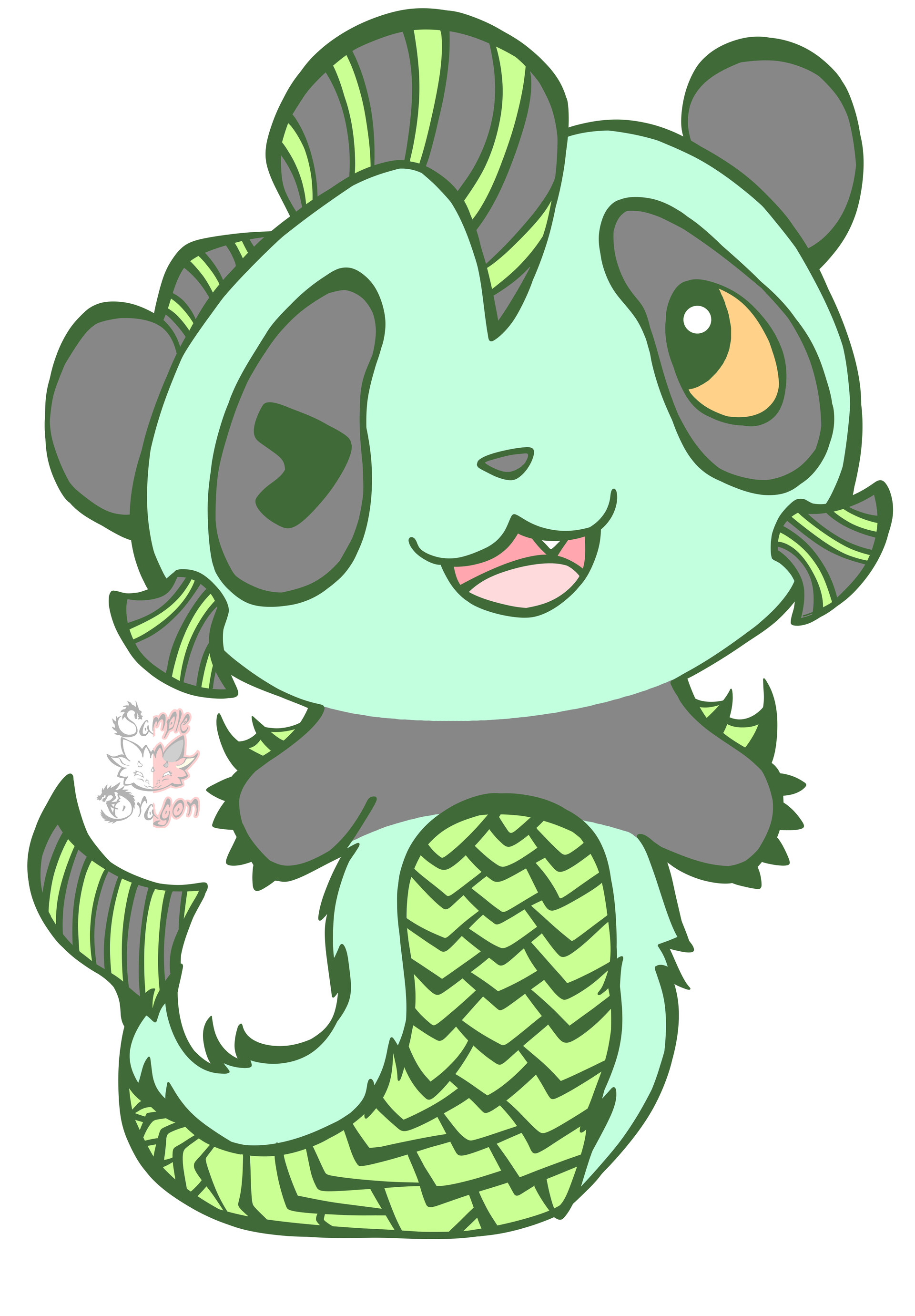 panda mermaid coloring page