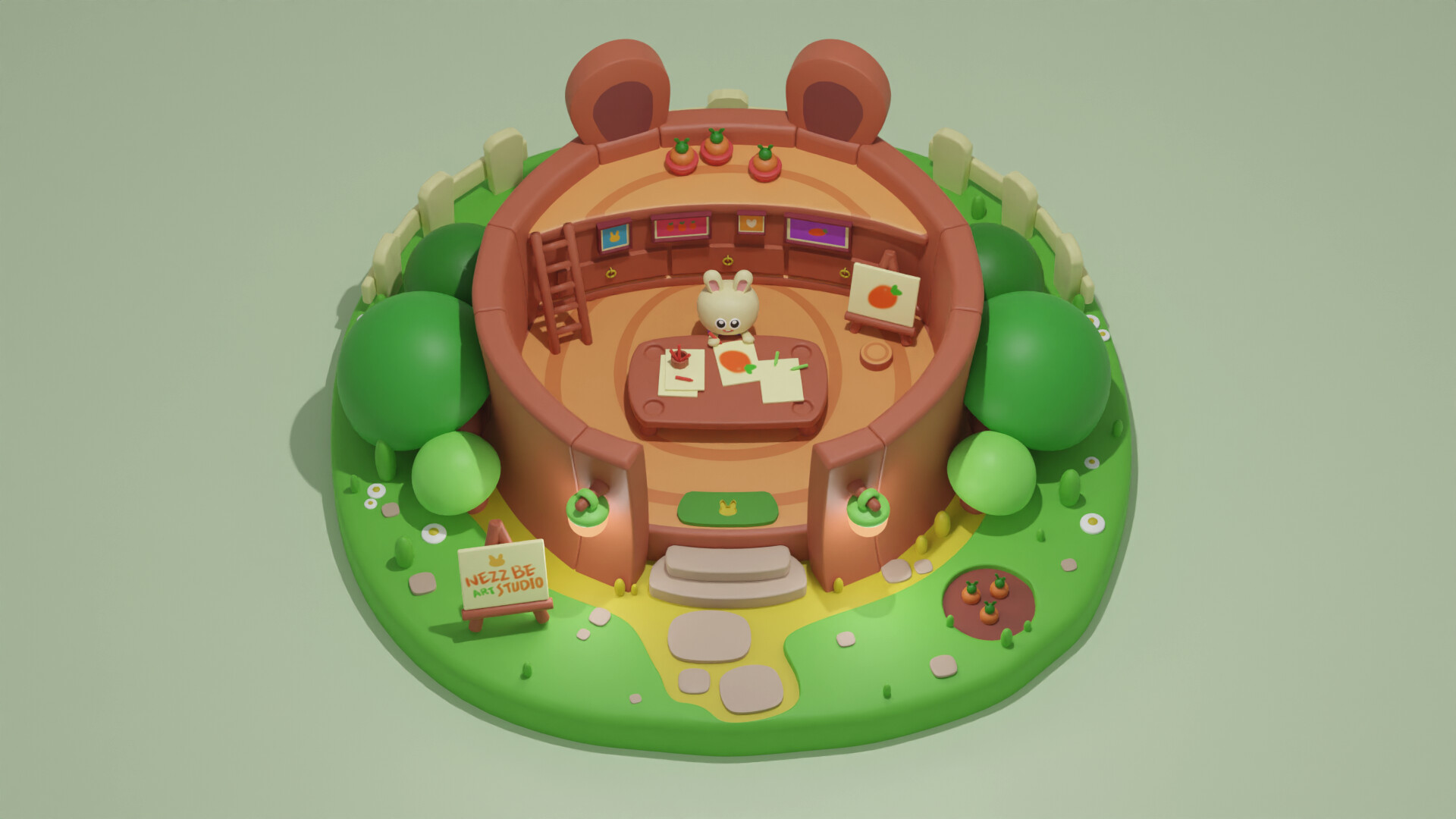 ArtStation - Nezzbe art studio casual rabbit office
