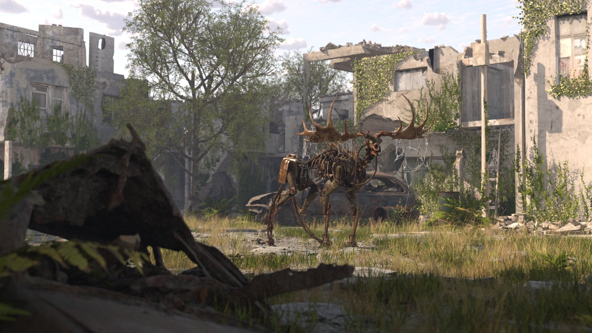 ArtStation - Mechanical zombie deer_Creture Modeling