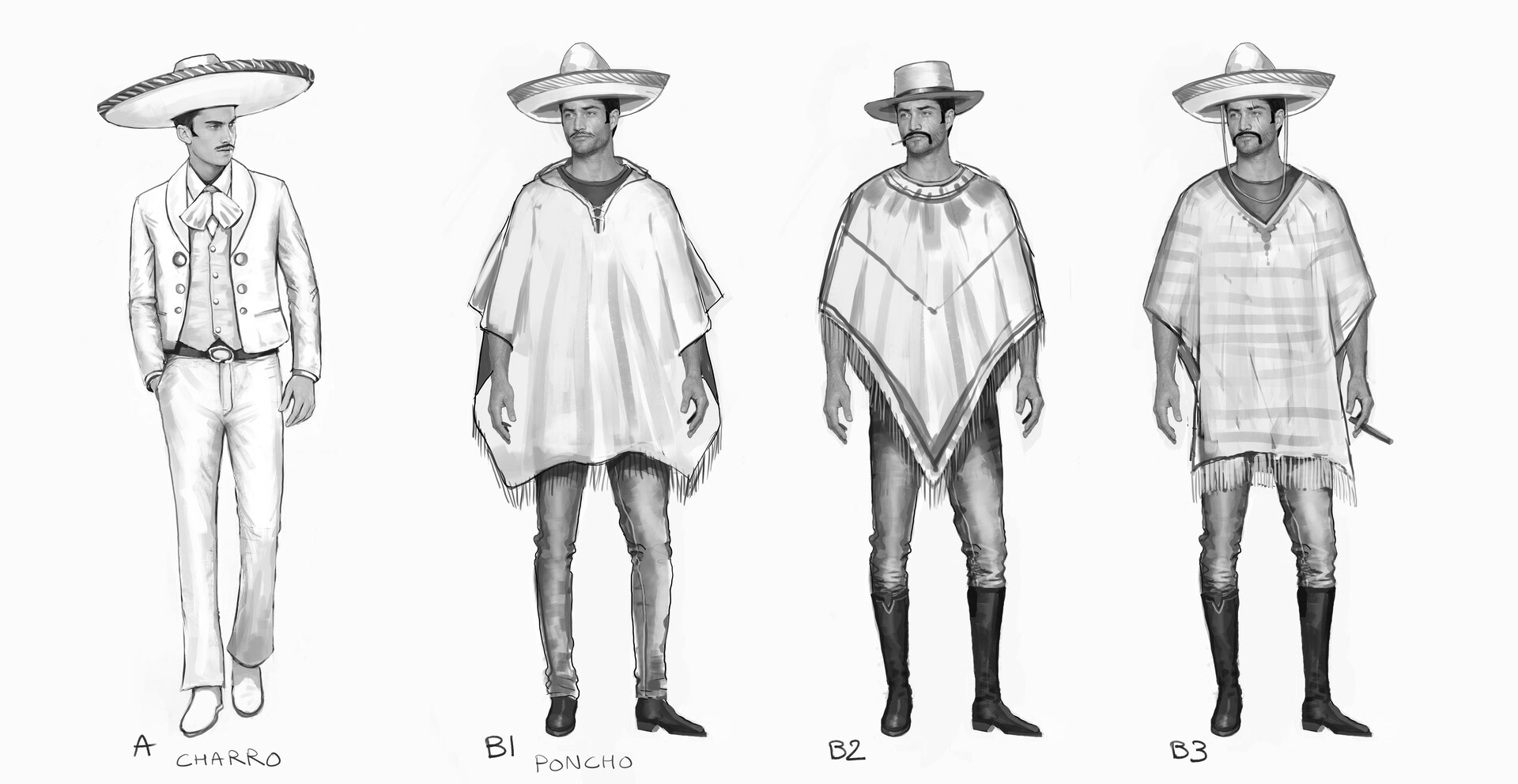 how to draw mexican clothes