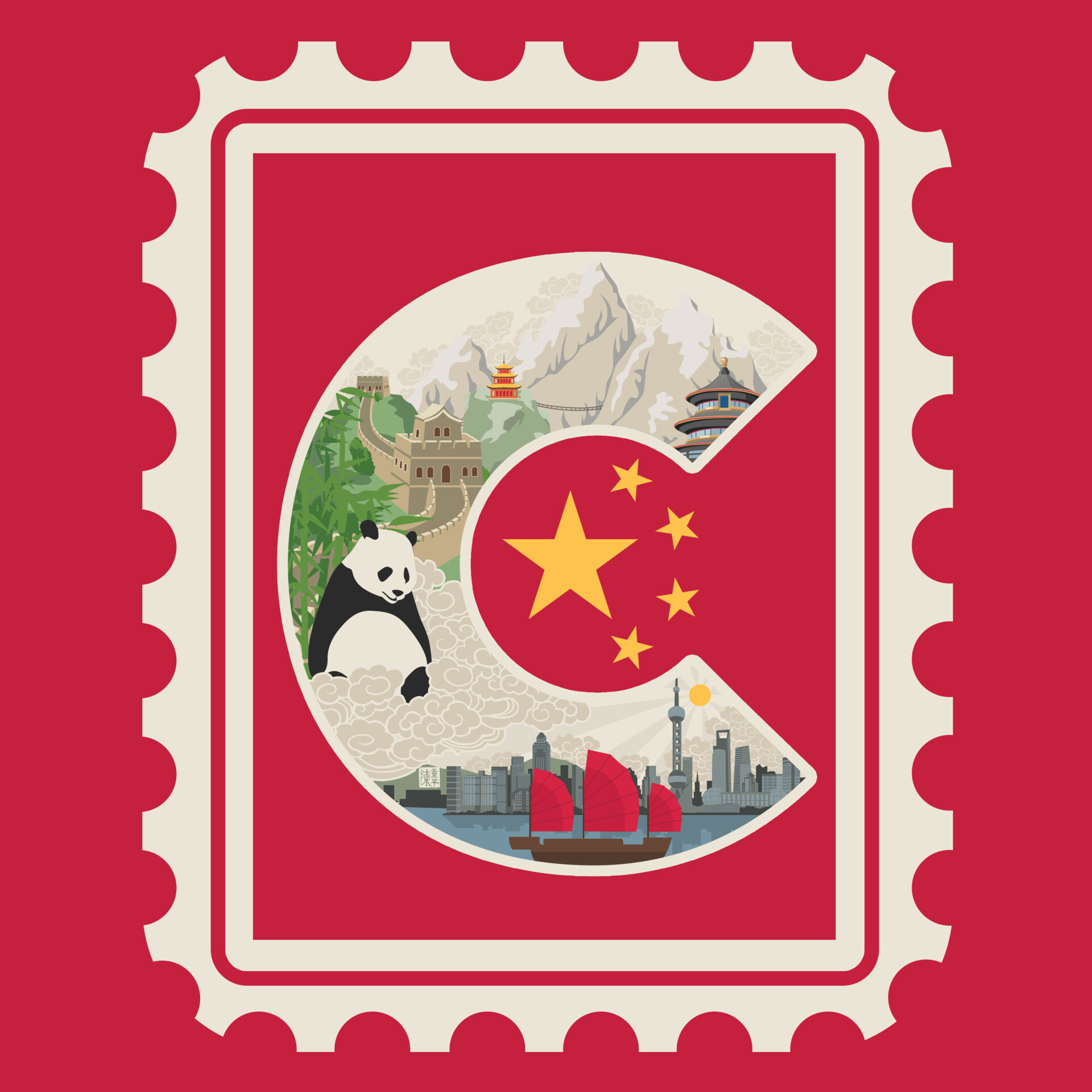 ArtStation - TRAVEL STAMPS: China