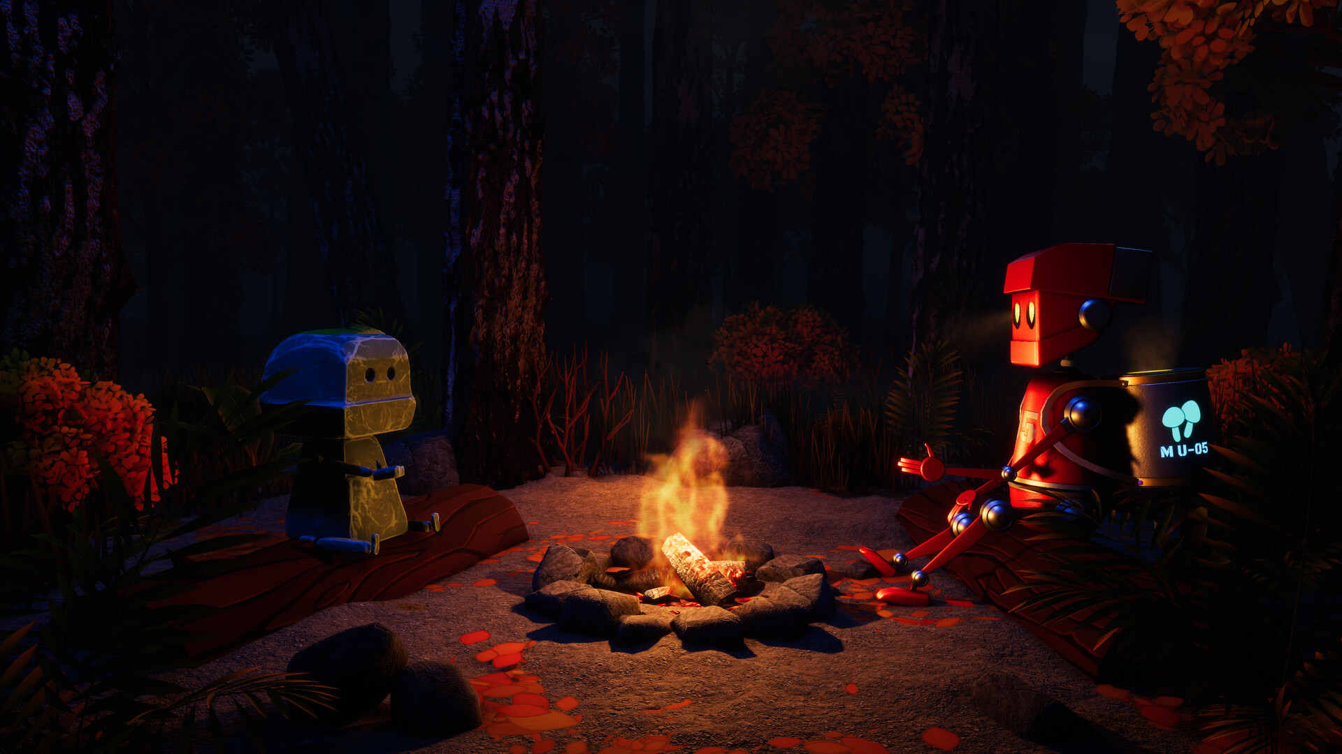 ArtStation - Shroombot and Stoneman are enjoy fire Camping