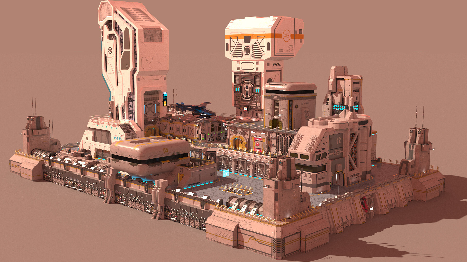 ArtStation - Sci-Fi Base Station 1 with Landing plateform