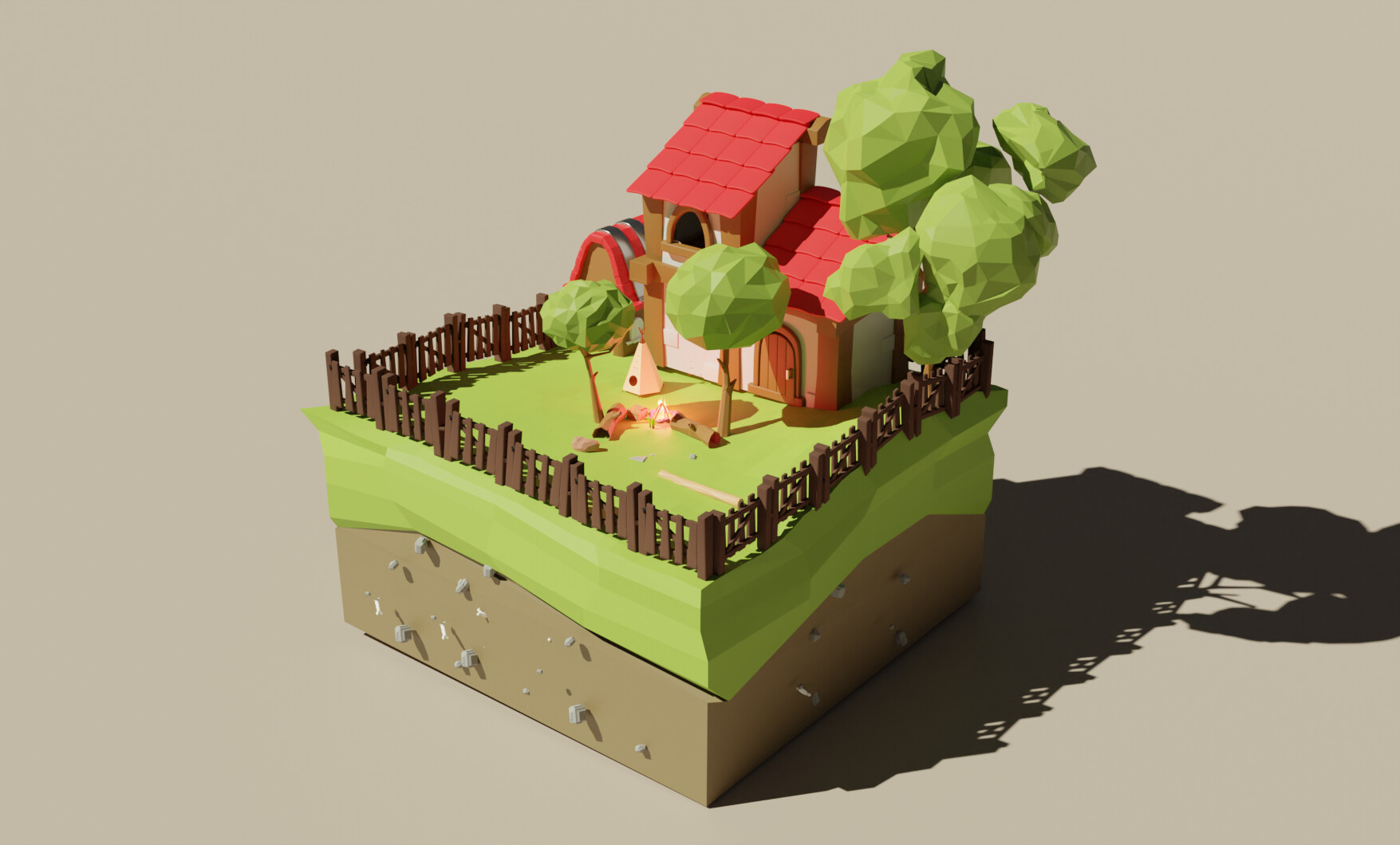 ArtStation - Low Poly Camp House