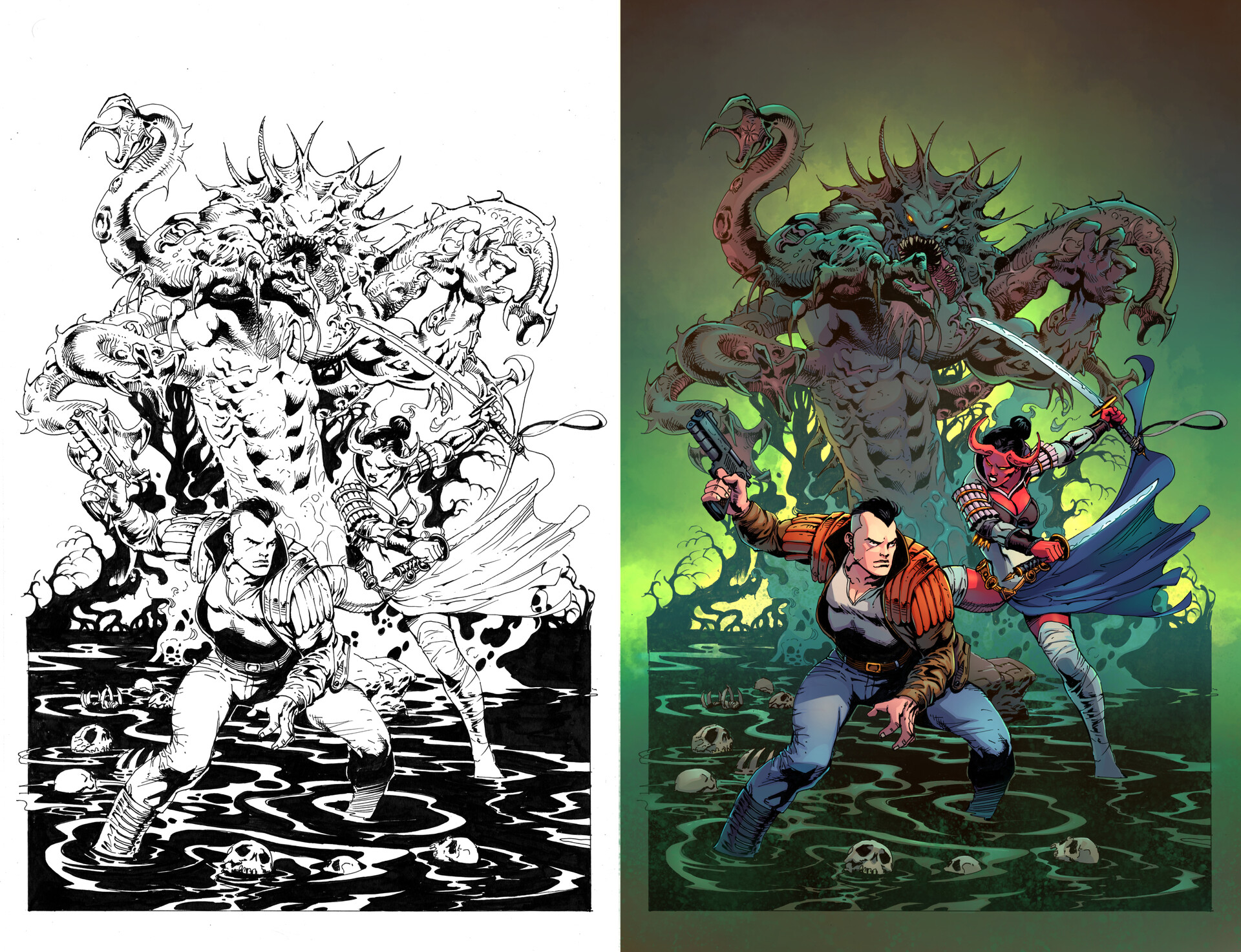 ArtStation - Cover coloring for "Hell's Executioner #5" Top Secret Press