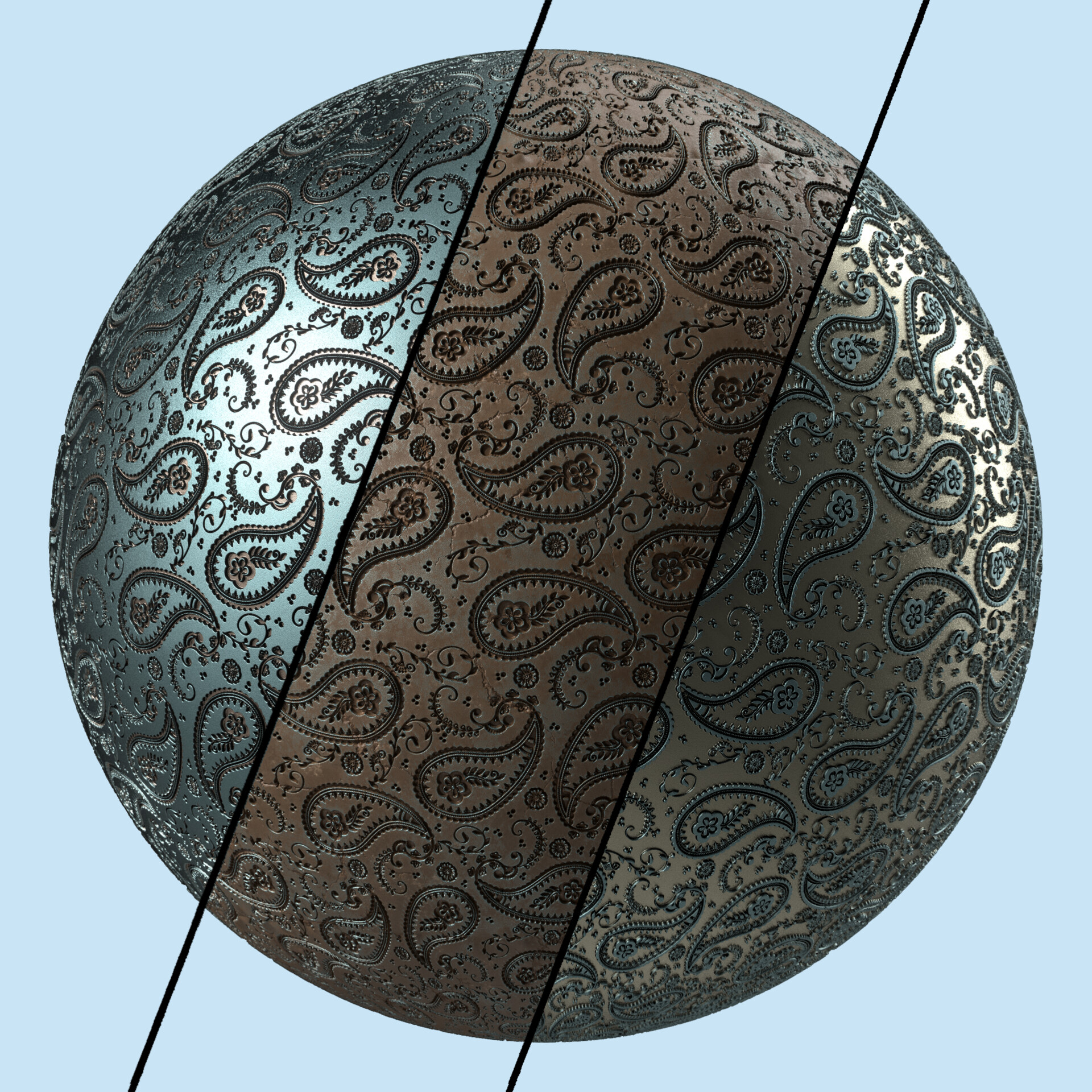 ArtStation - Metal Materials 16- Ornament Metal panels, Pbr 4k Seamless