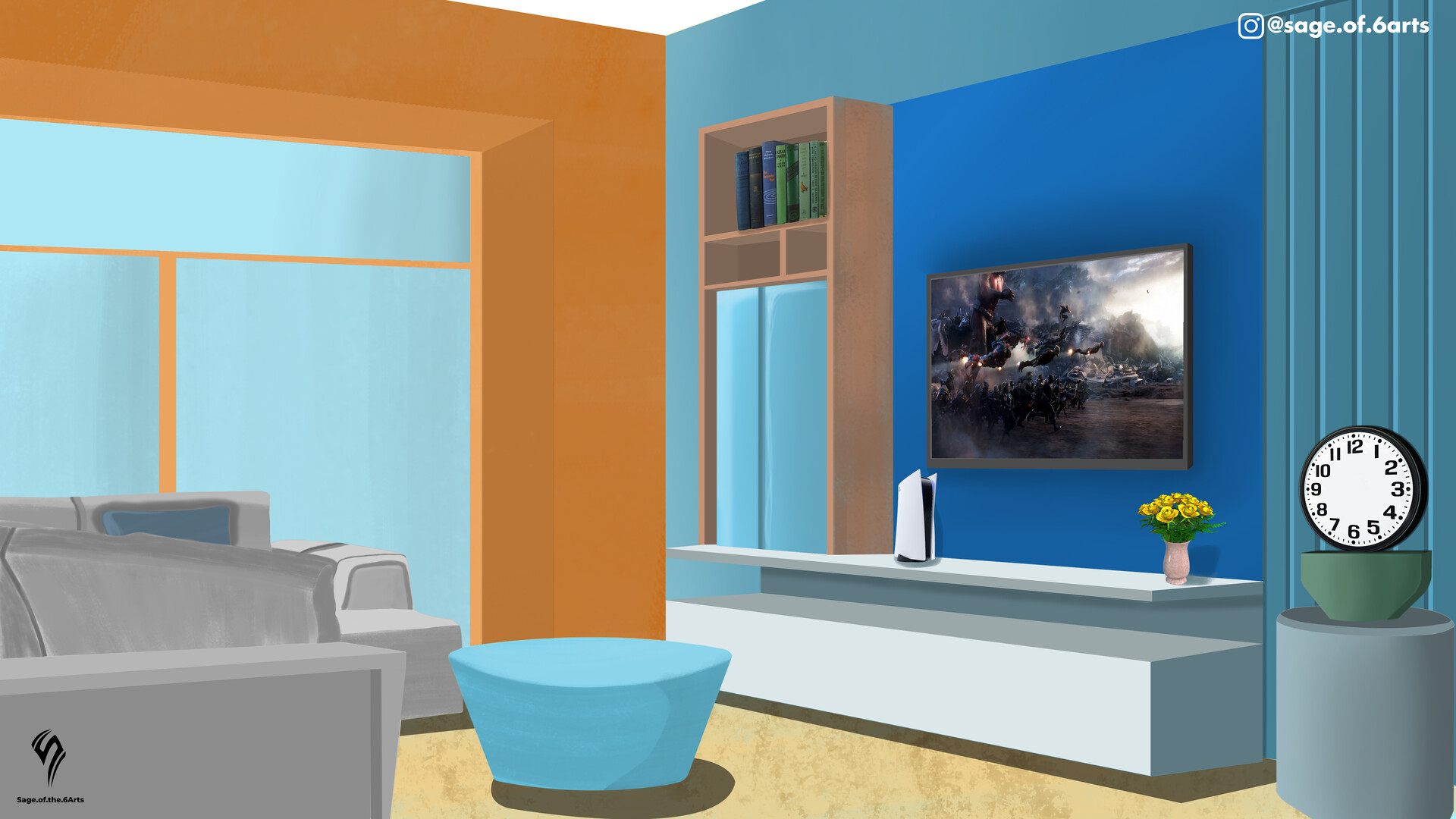 ArtStation - Living Area Interior Concept BG