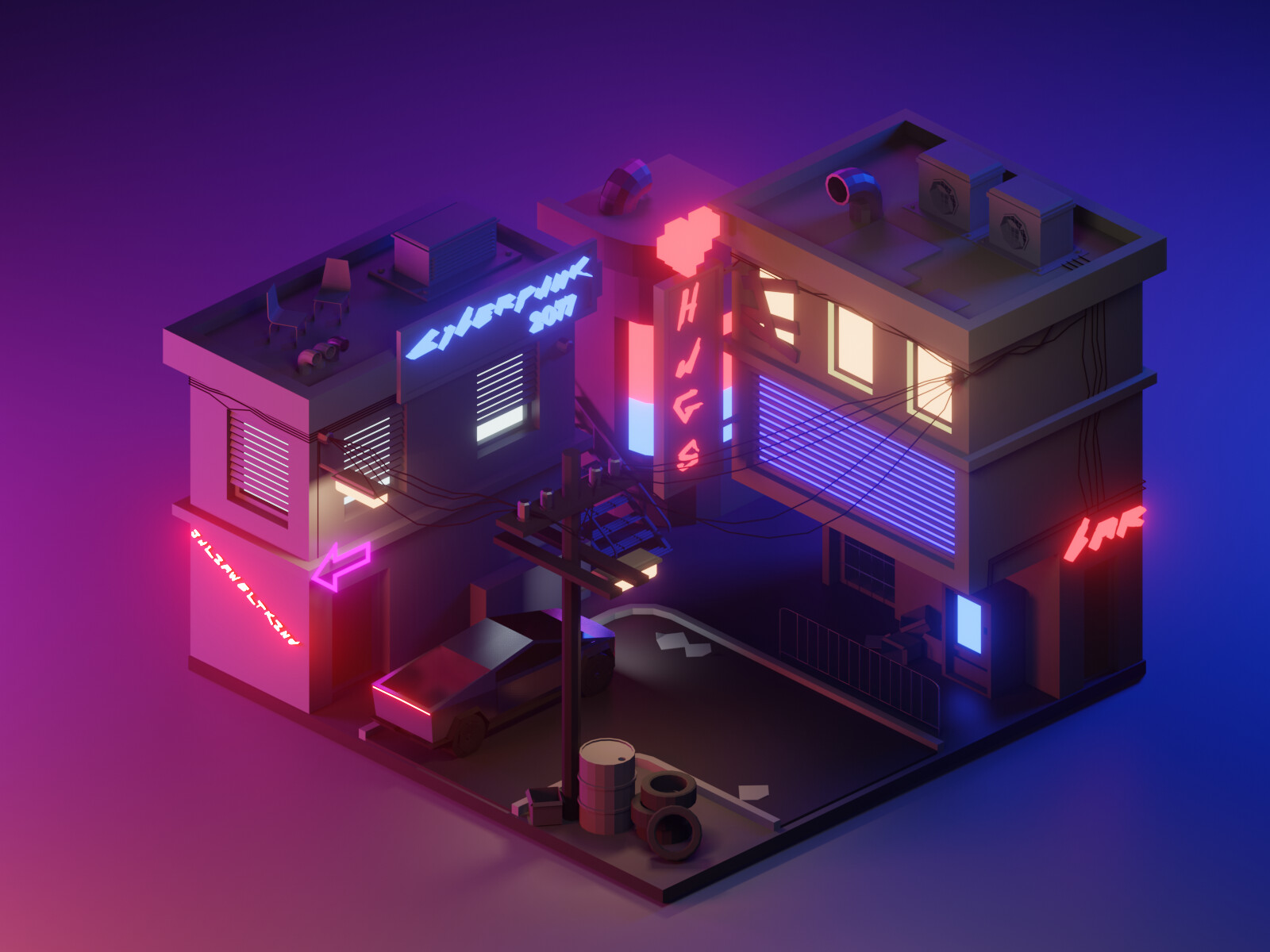ArtStation - Low-Poly Cyberpunk 2077