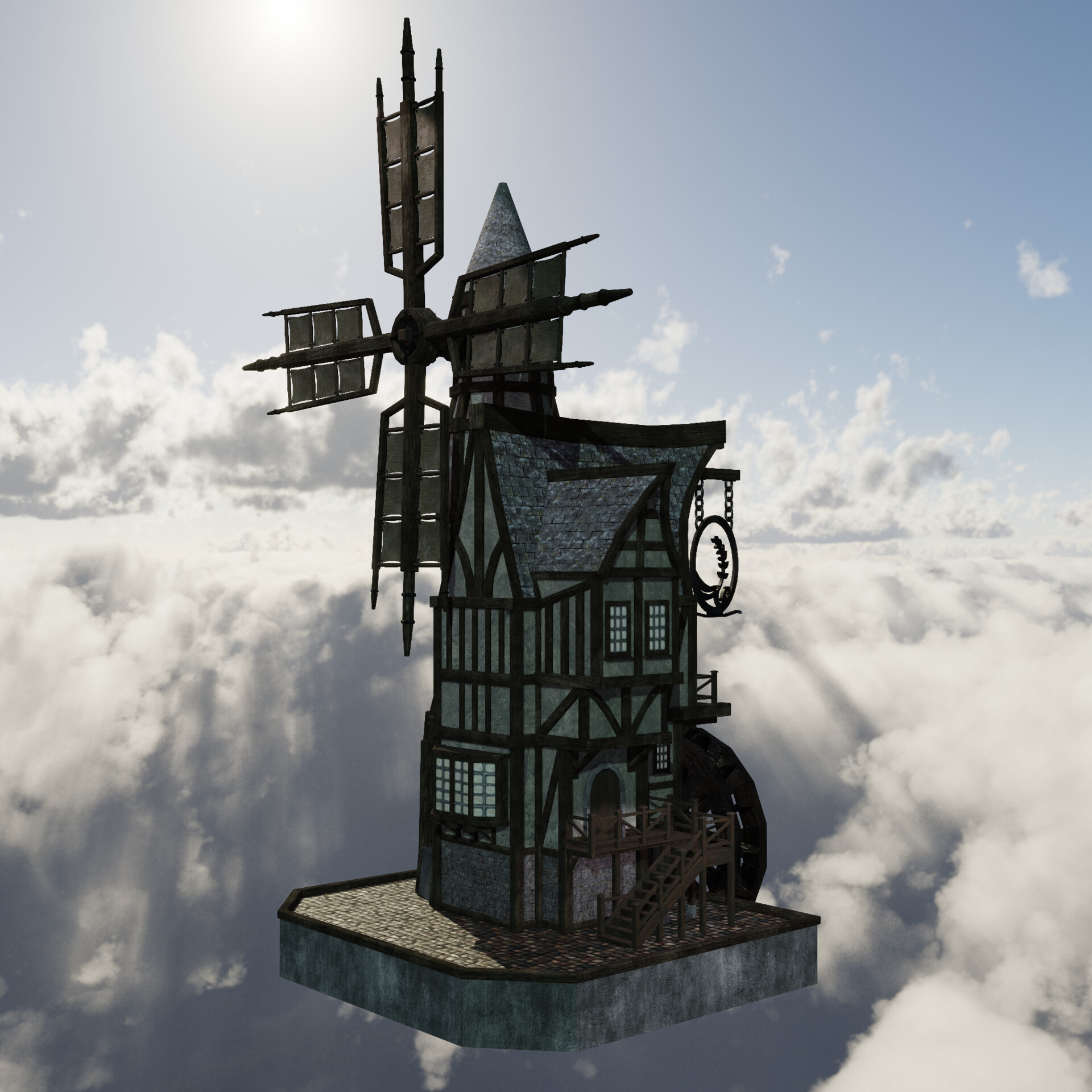 ArtStation - Fantasy Windmill and Water Wheel