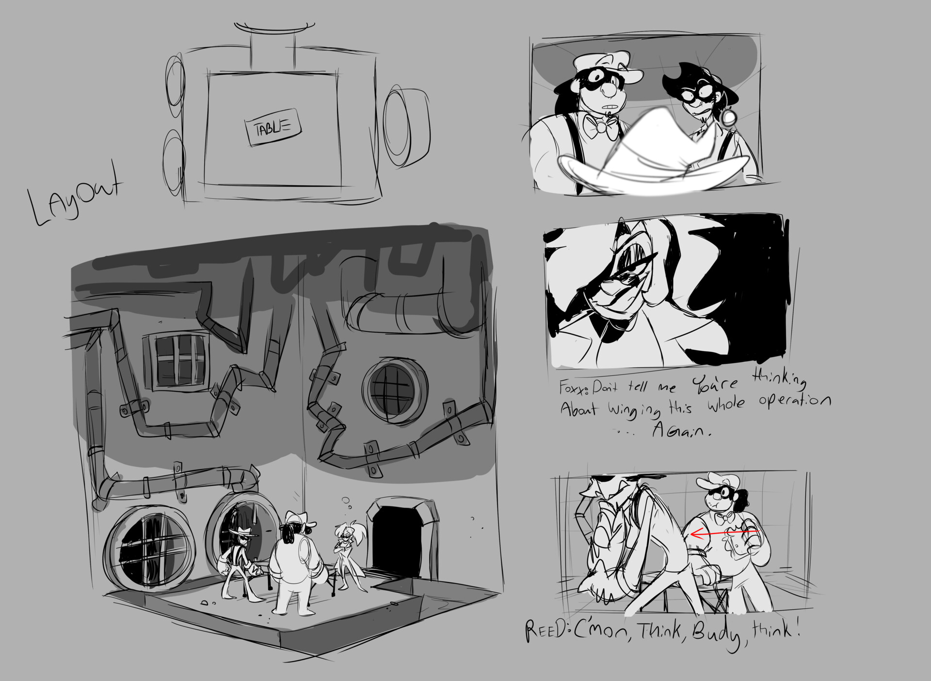 ArtStation - "Party Crashers" Storyboard plans