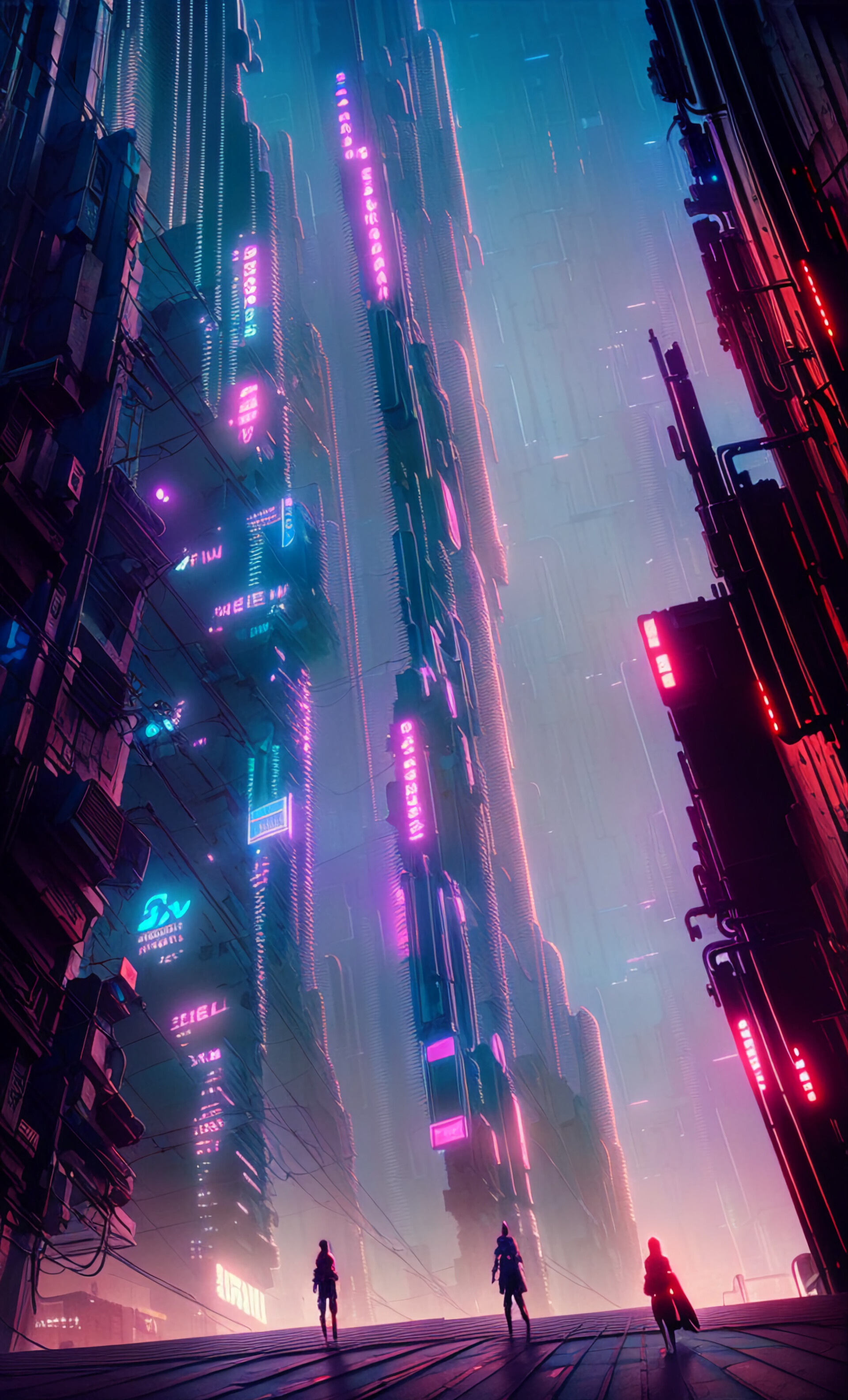 ArtStation - Neon city with huge skyscrapers
