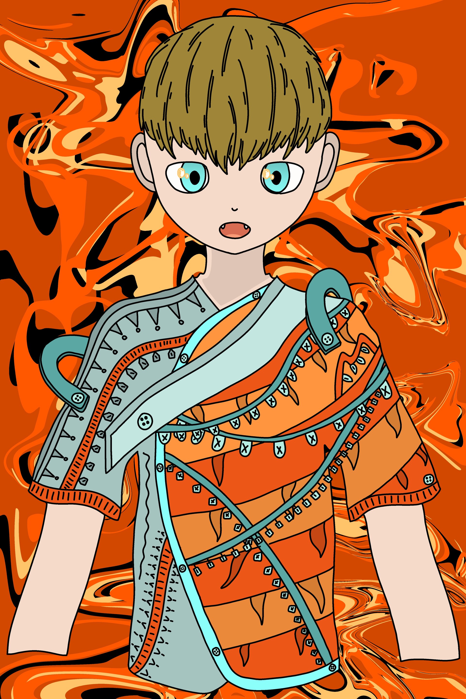 ArtStation - Orange and blue VTuber Concept