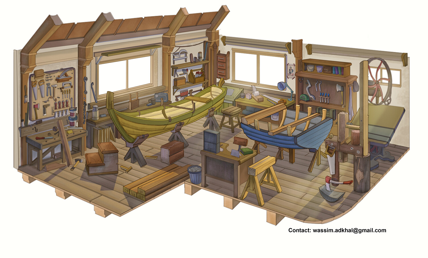 ArtStation - Boat-construction workshop concept