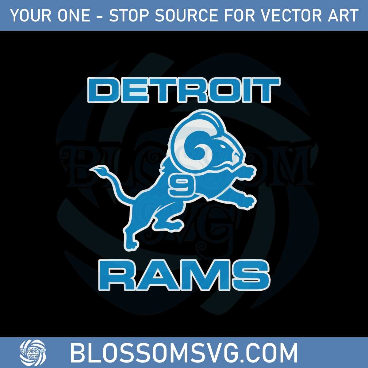 ArtStation - Detroit Rams Number 9 Svg Best Graphic Designs Cutting Files
