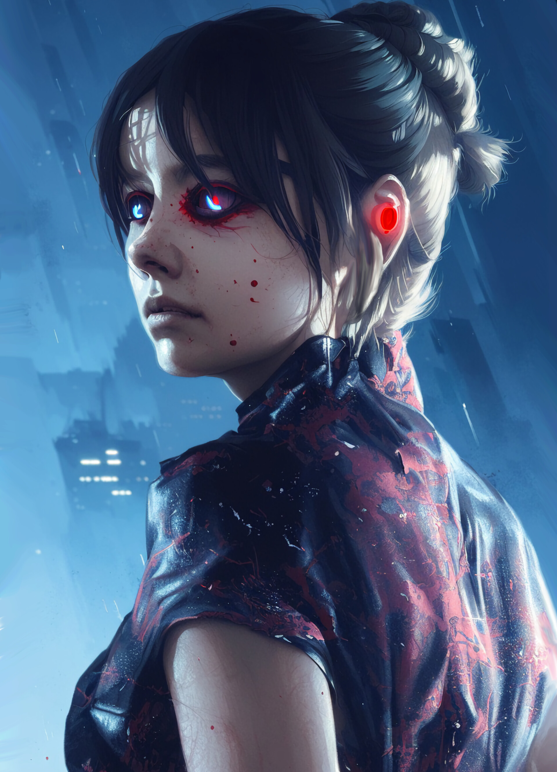 ArtStation - A female with bloody eye