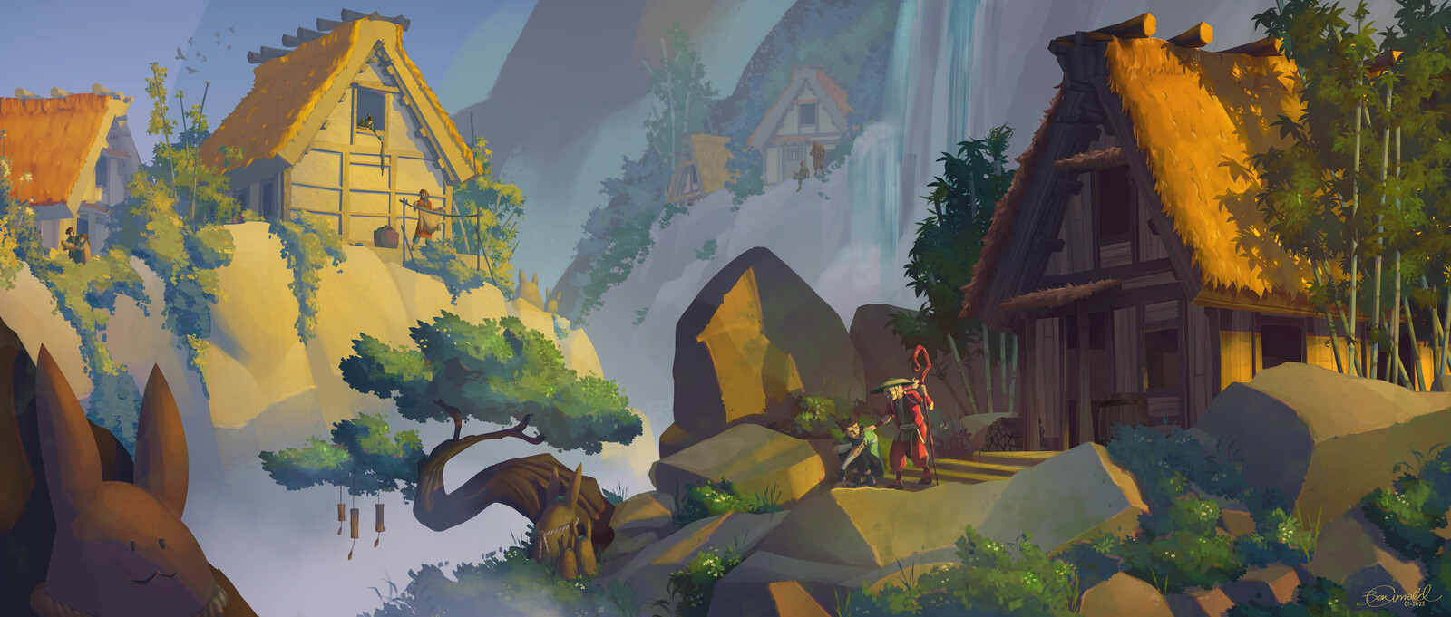 Benjamin Arnold (Ben Arnold Art) - Usagi Village Environment Painting