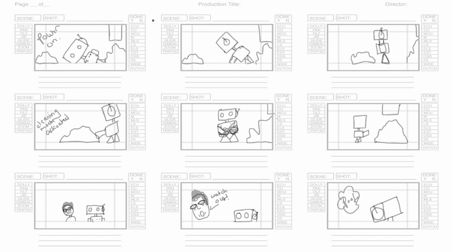 ArtStation - Mini Bot Awakes Storyboard Plan