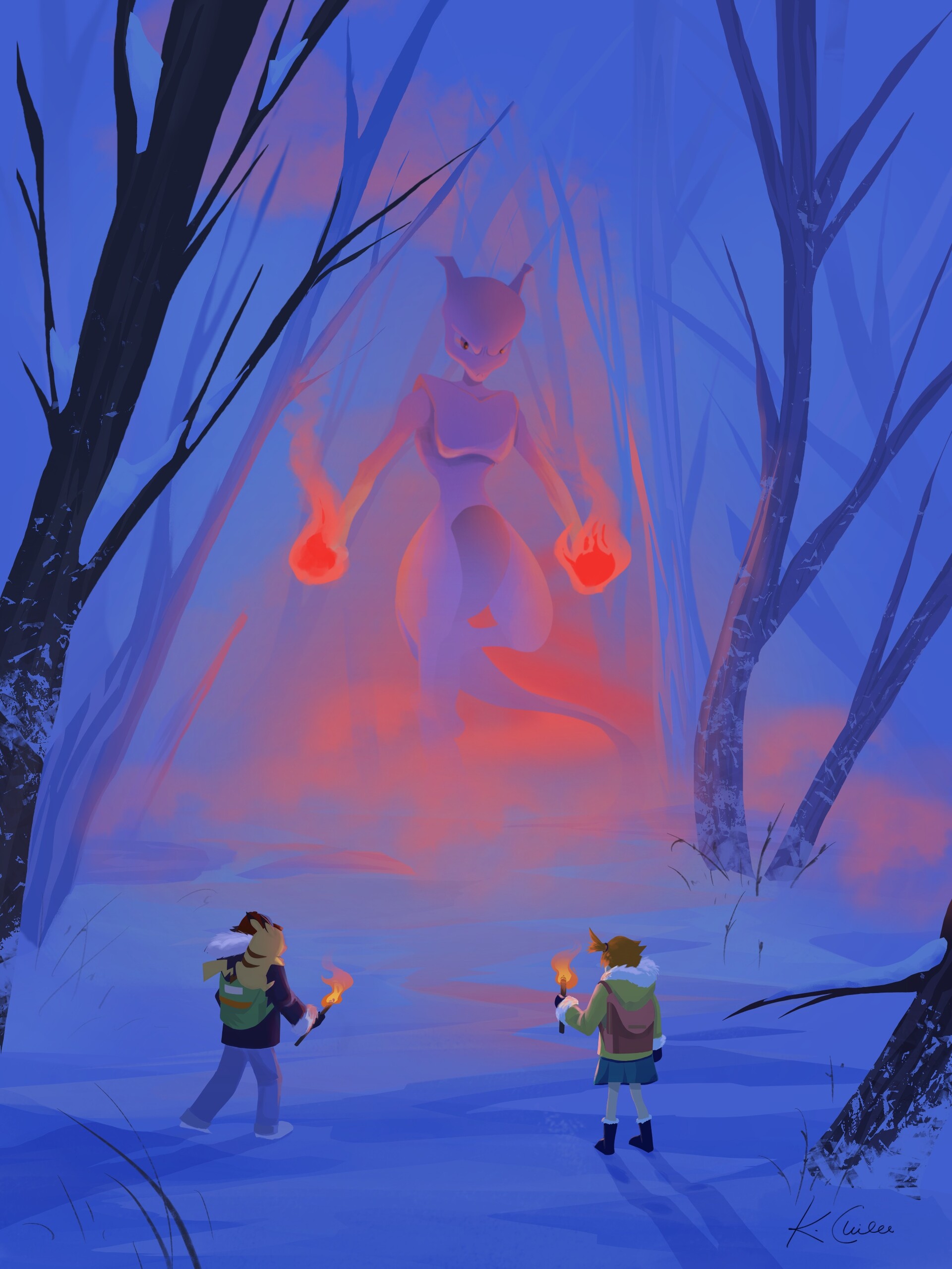 ArtStation - Ash and Misty vs Mewtwo