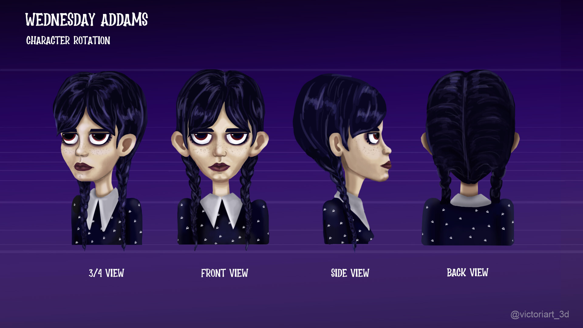 ArtStation - Wednesday Addams rotation for 3D model