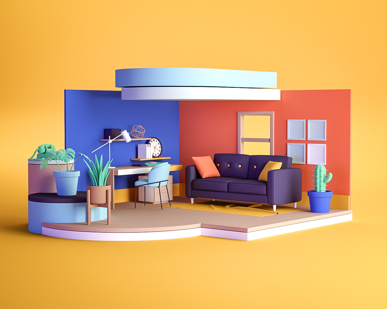 Wingfox workshop - An Animated Room for Motion Graphics & A Fun 3D Island