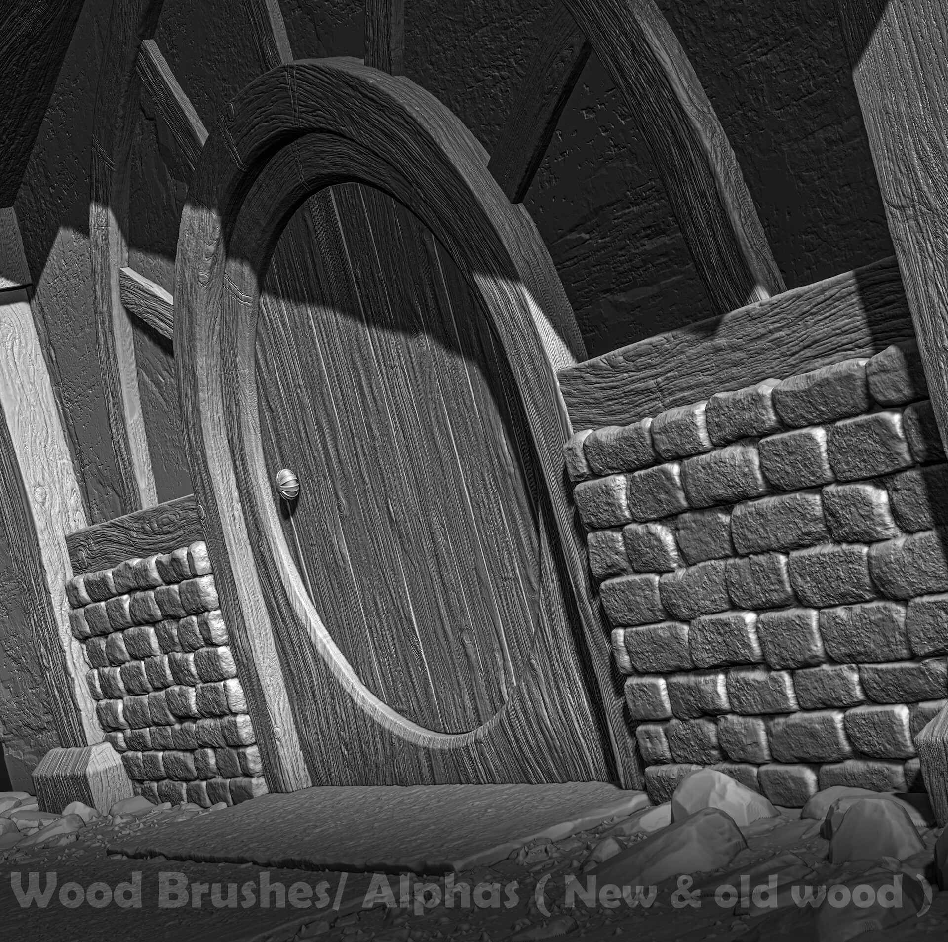 ArtStation - 40 Wood VDM Brushes/ Alphas ( New & old wood ) Vol 02