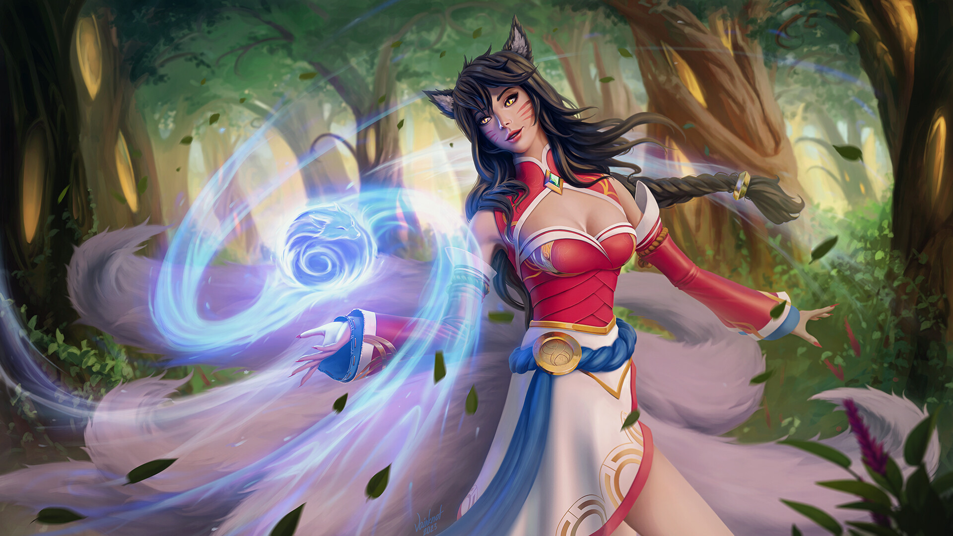 Ahri Fan Art Hintergrundbild HD Wallpaper: Video Game, League Of
