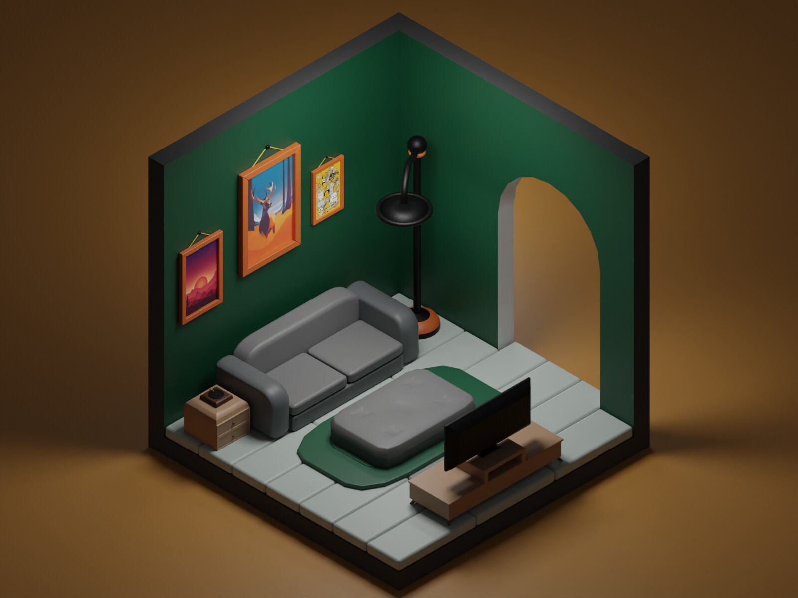 ArtStation - Low Poly Living Room 3D